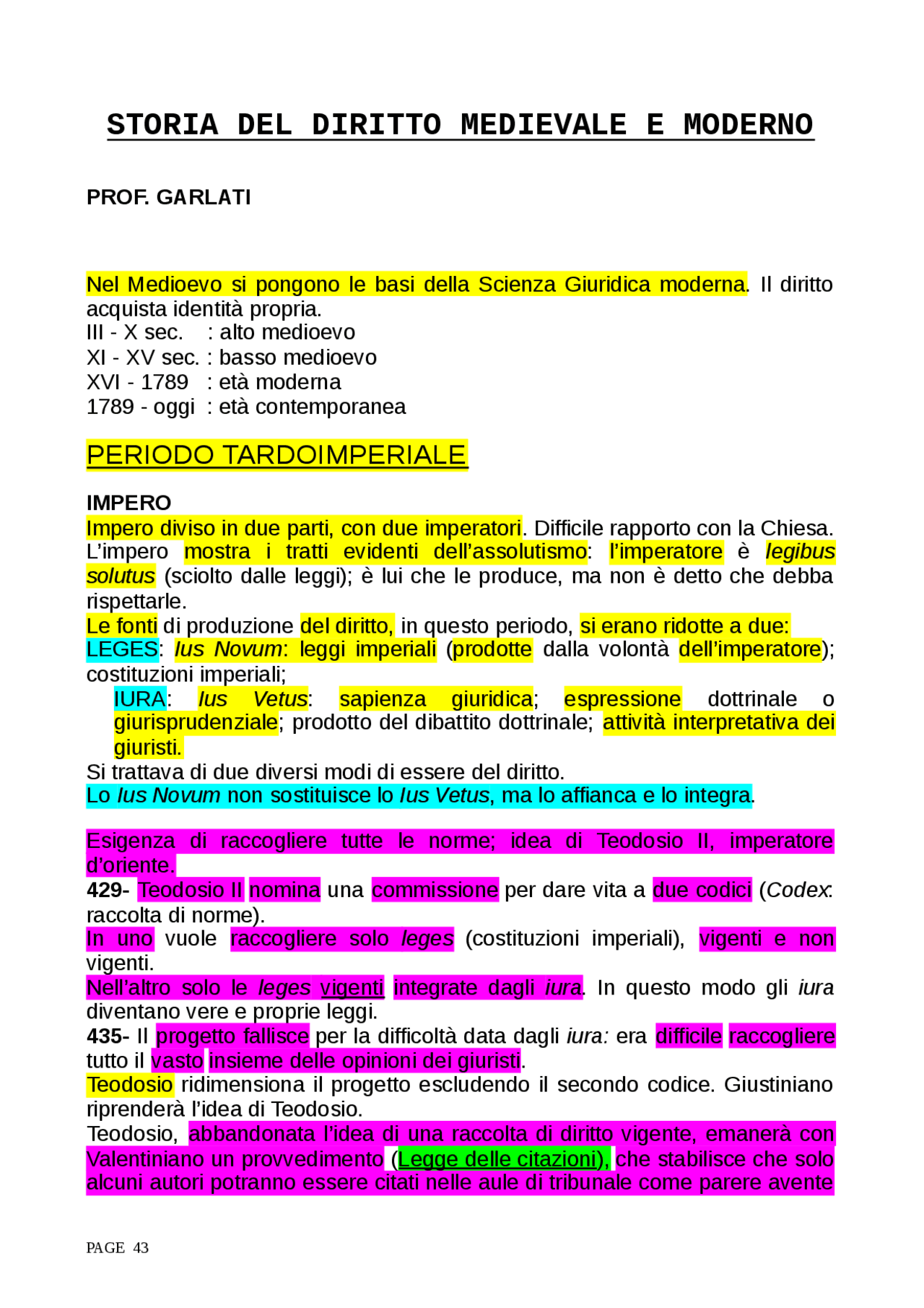 Storia Del Diritto Medievale E Moderno Docsity
