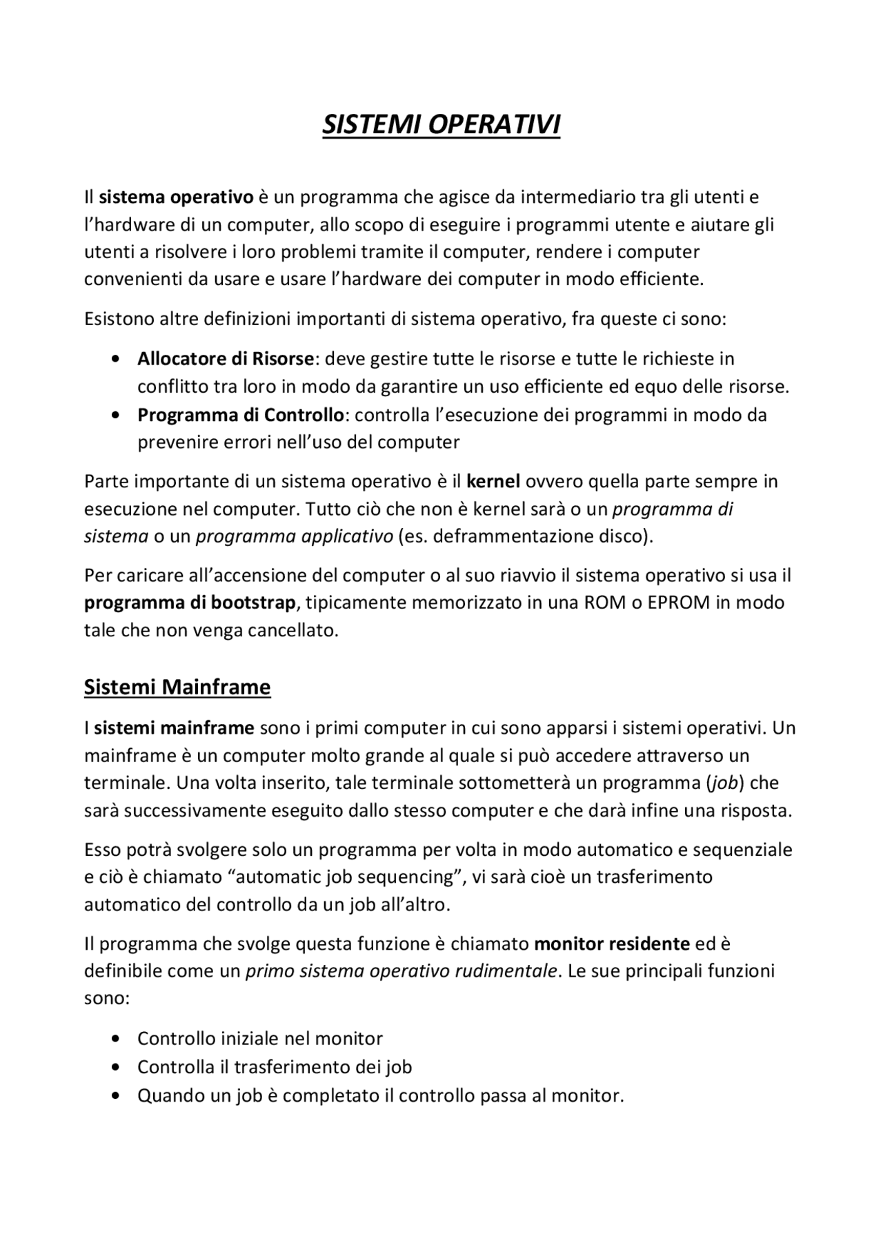 Appunti Di Sistemi Operativi E Reti Docsity