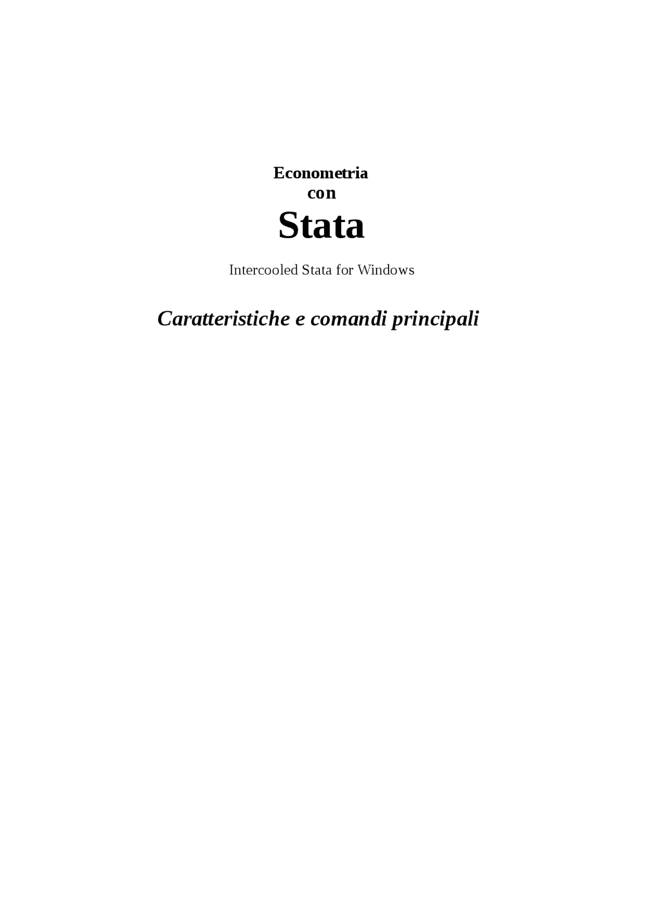 Stata comandi | Appunti di Econometria | Docsity