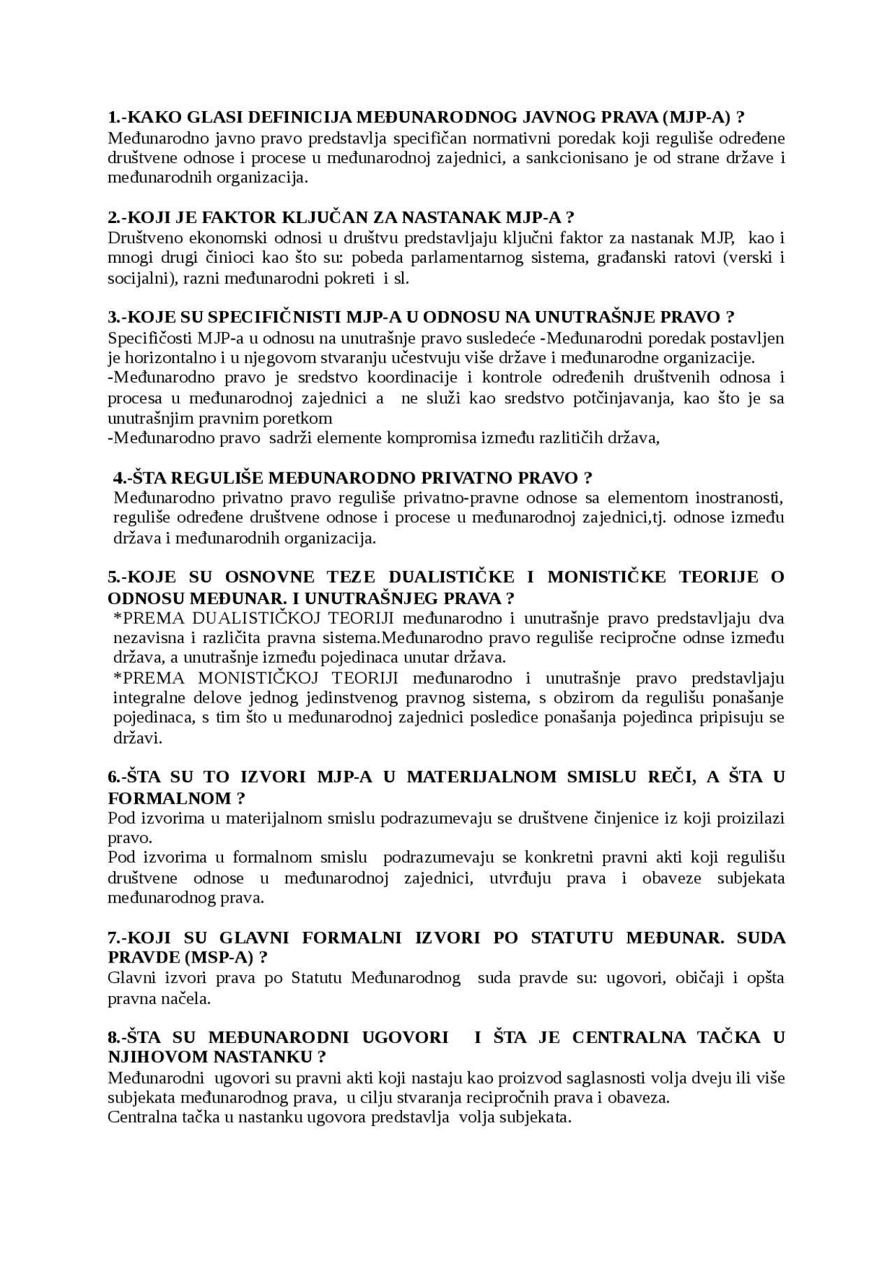 Medjunarno Javno Pravo Skripta Rezime Predlog Međunarodno Javno