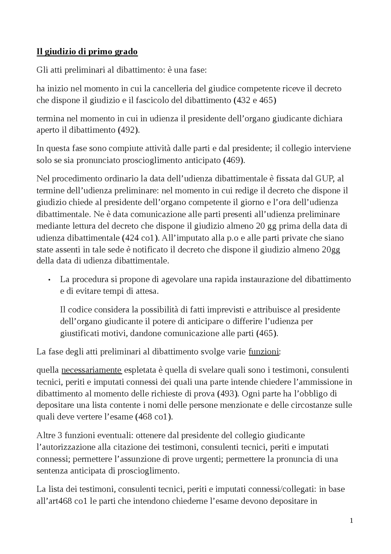 Il Giudizio Di Primo Grado Docsity