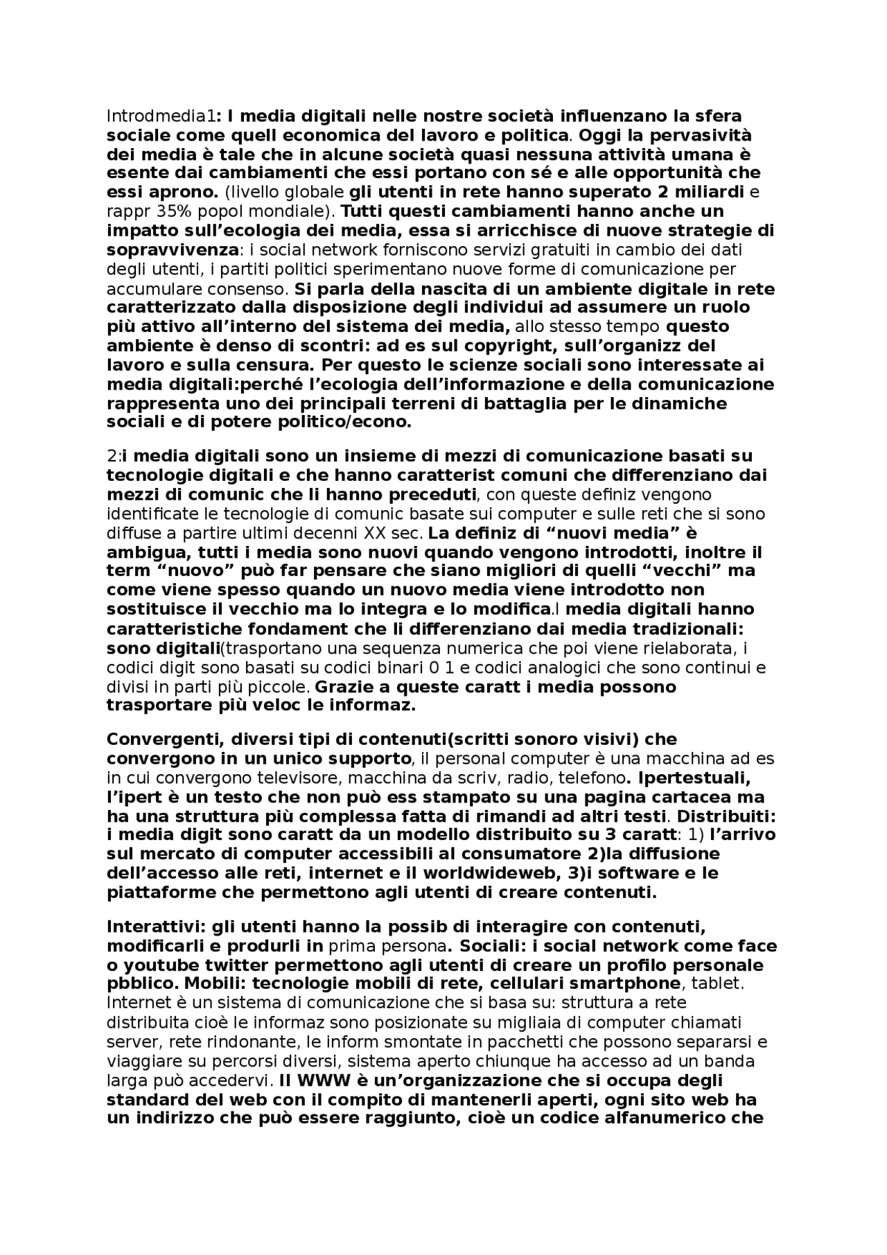 Riassunto Introduzione Ai Media Digitali Adam Arvidsson Docsity
