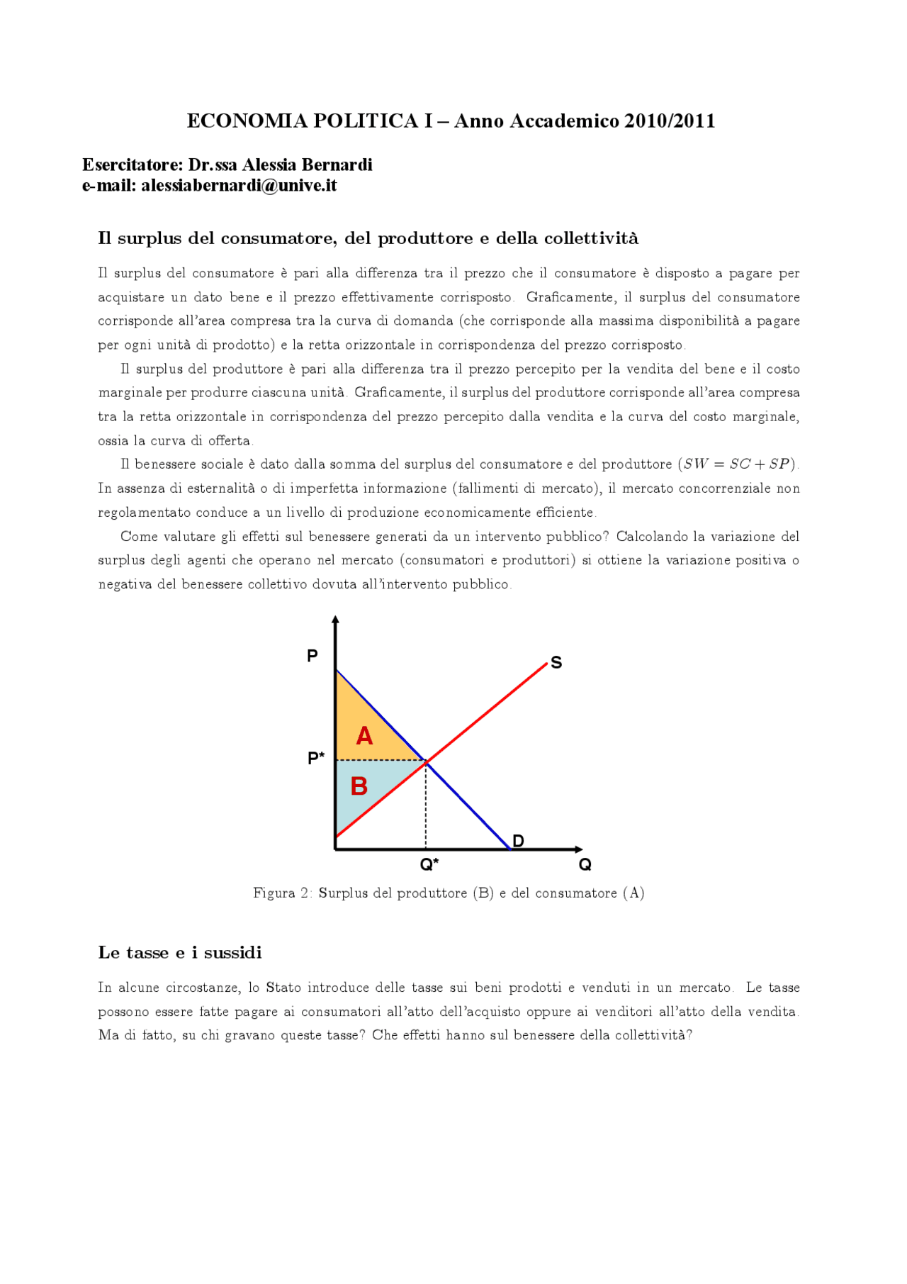 Analisi del surplus - Docsity