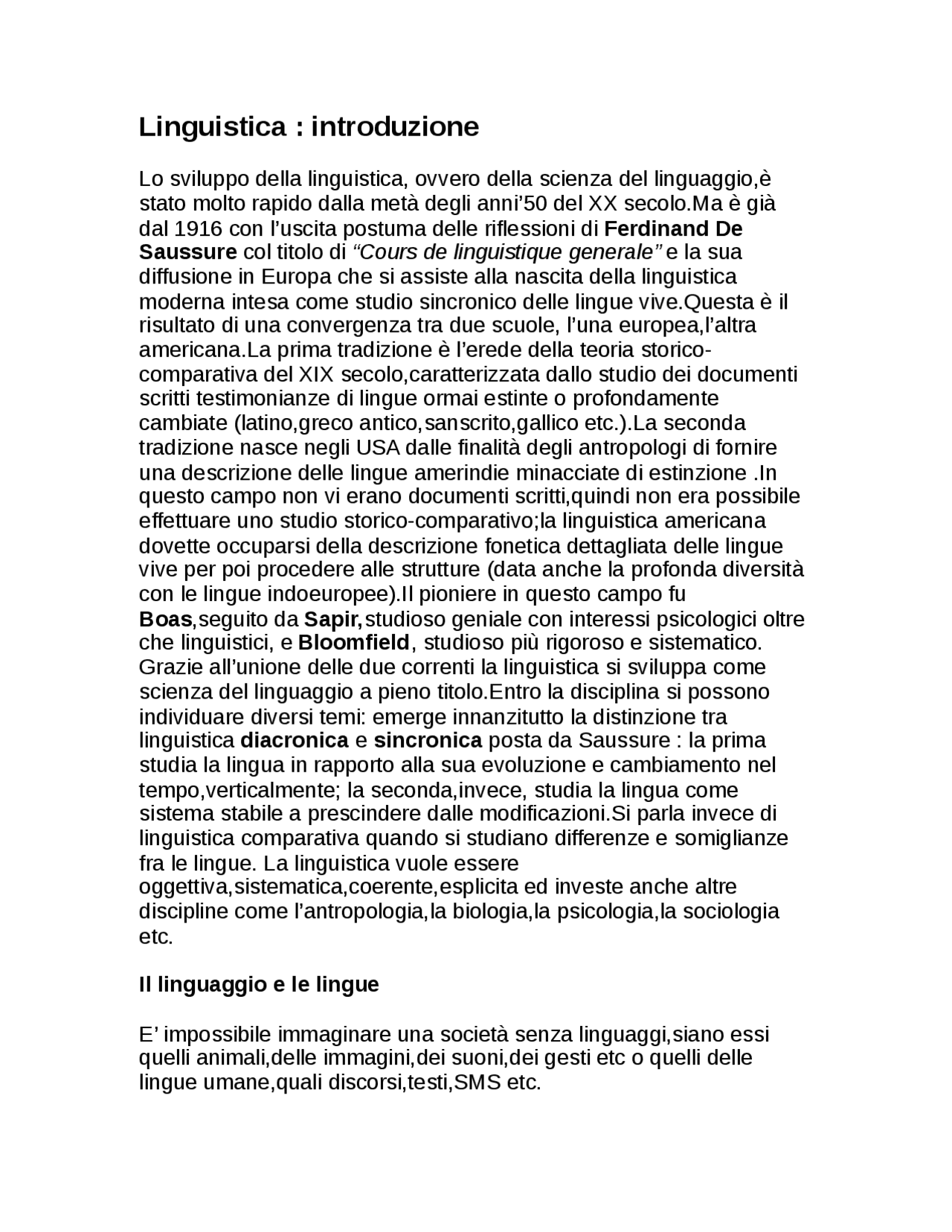 Riassunto Linguistica Generale E Applicata Uniurb Docsity