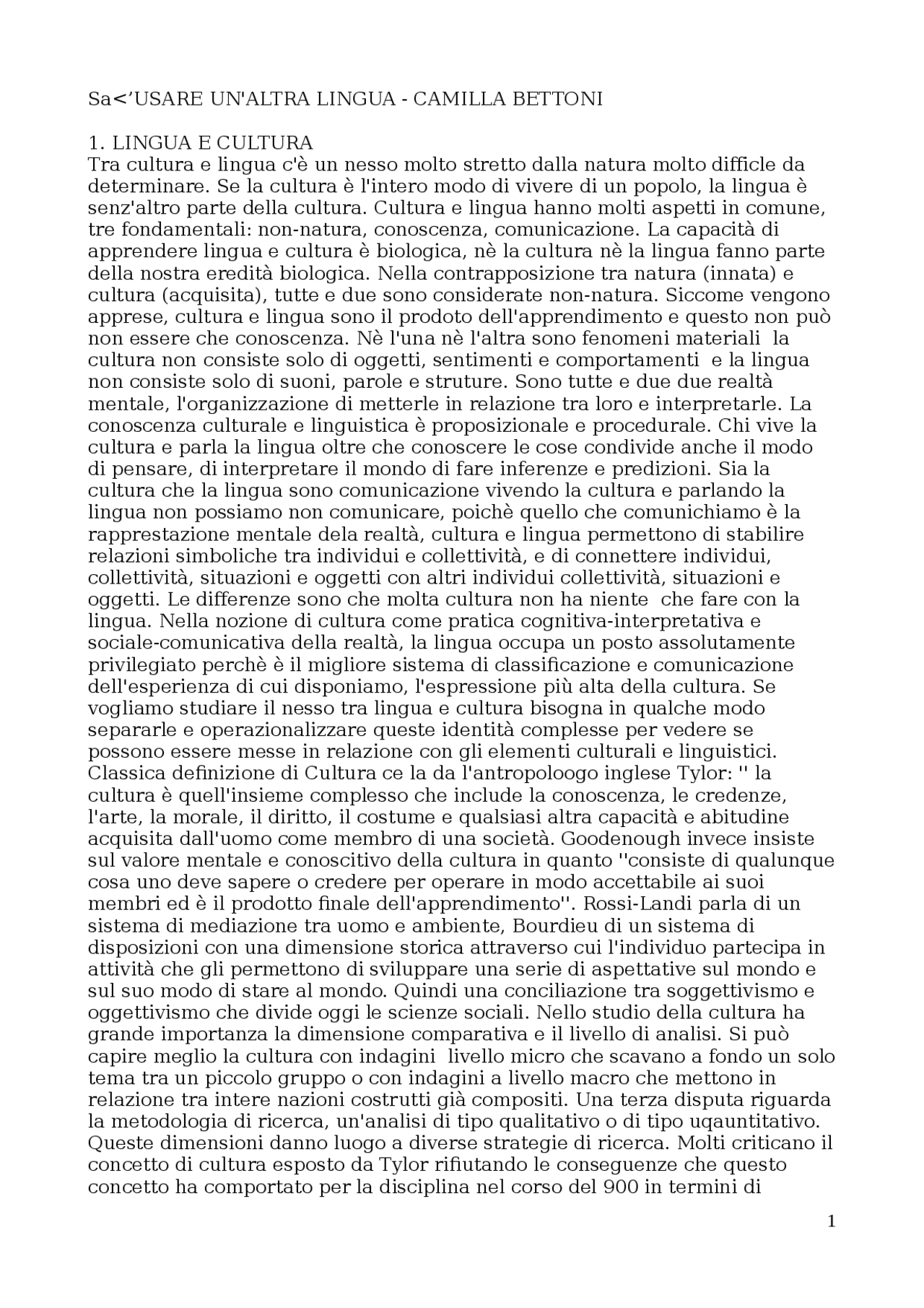 Usare Unaltra Lingua Completo Docsity