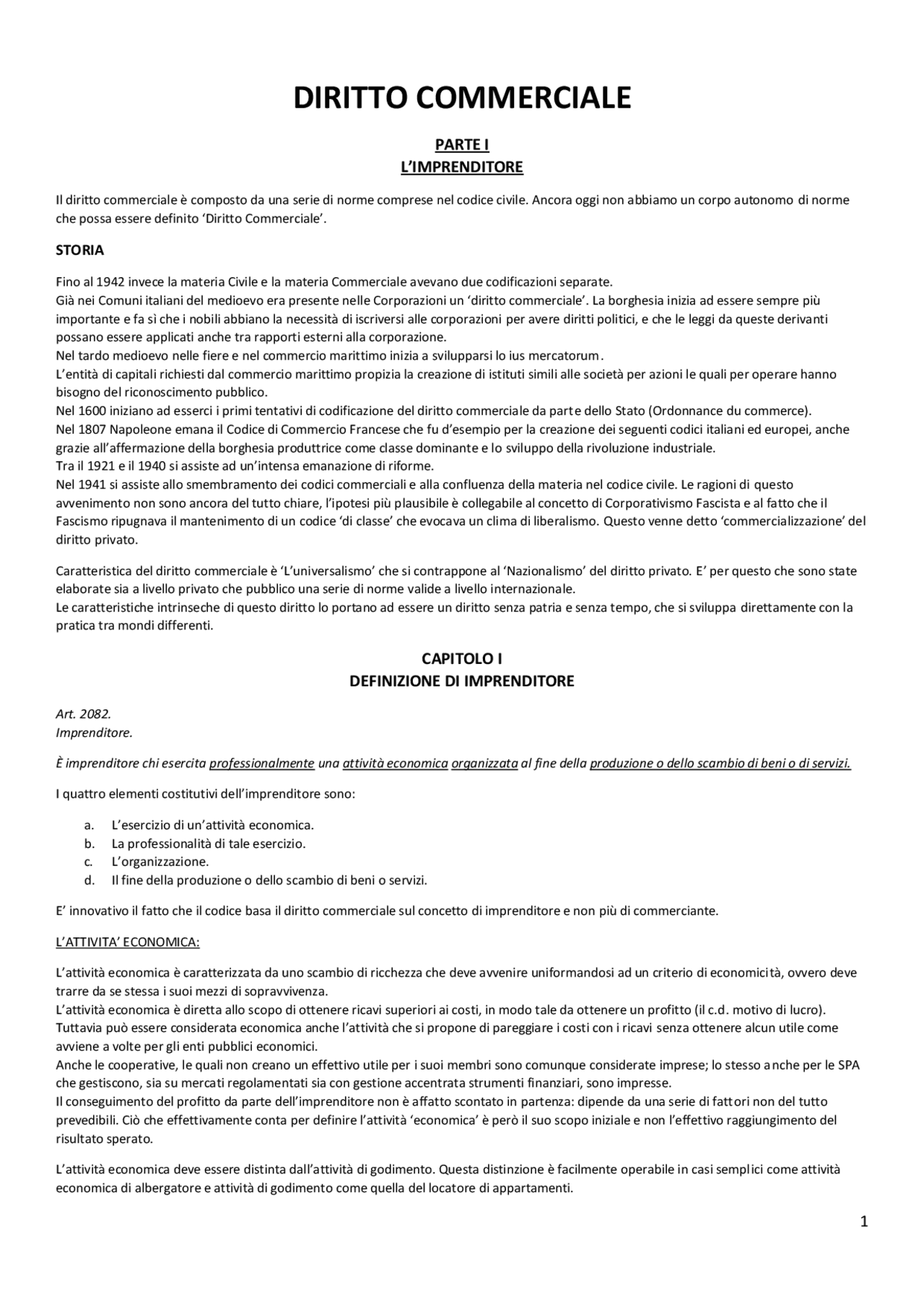Riassunto Appunti Di Diritto Commerciale Jaeger Denozza Toffoletto