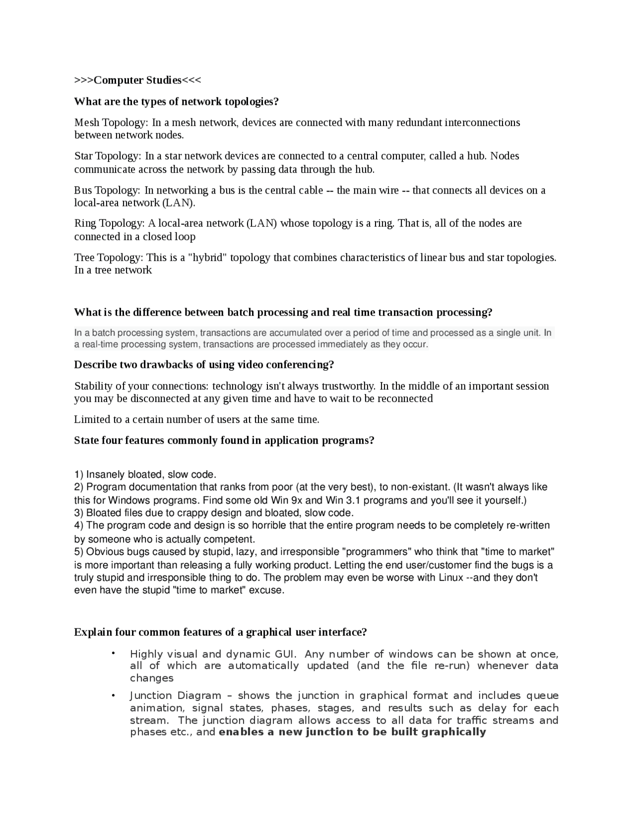 Computer Studies Docsity