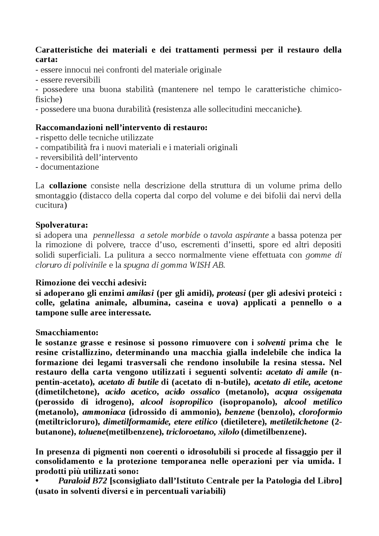 Principi Del Restauro Librario Dispense Di Restauro Docsity