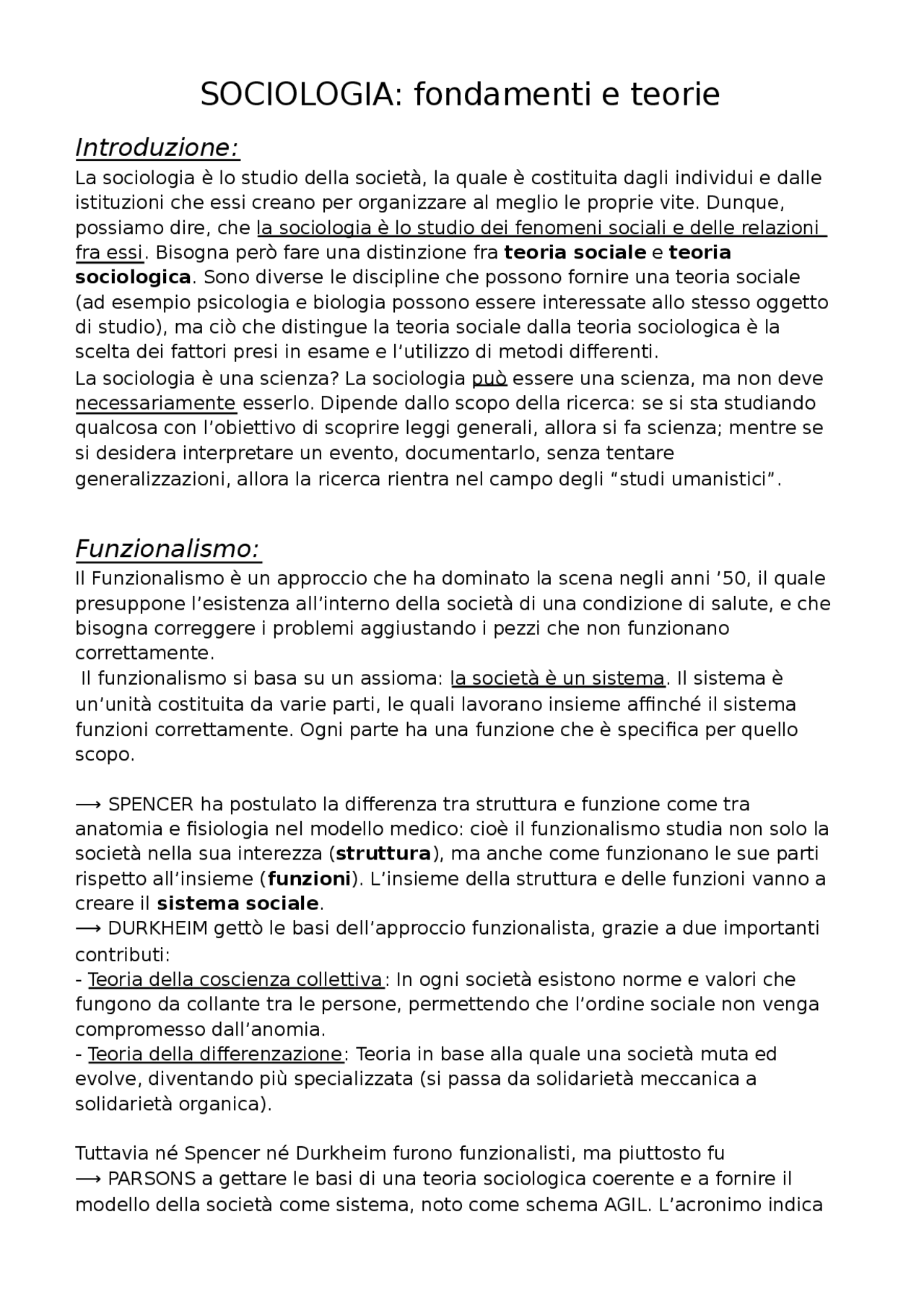 Sociologia Fondamenti E Teorie Docsity