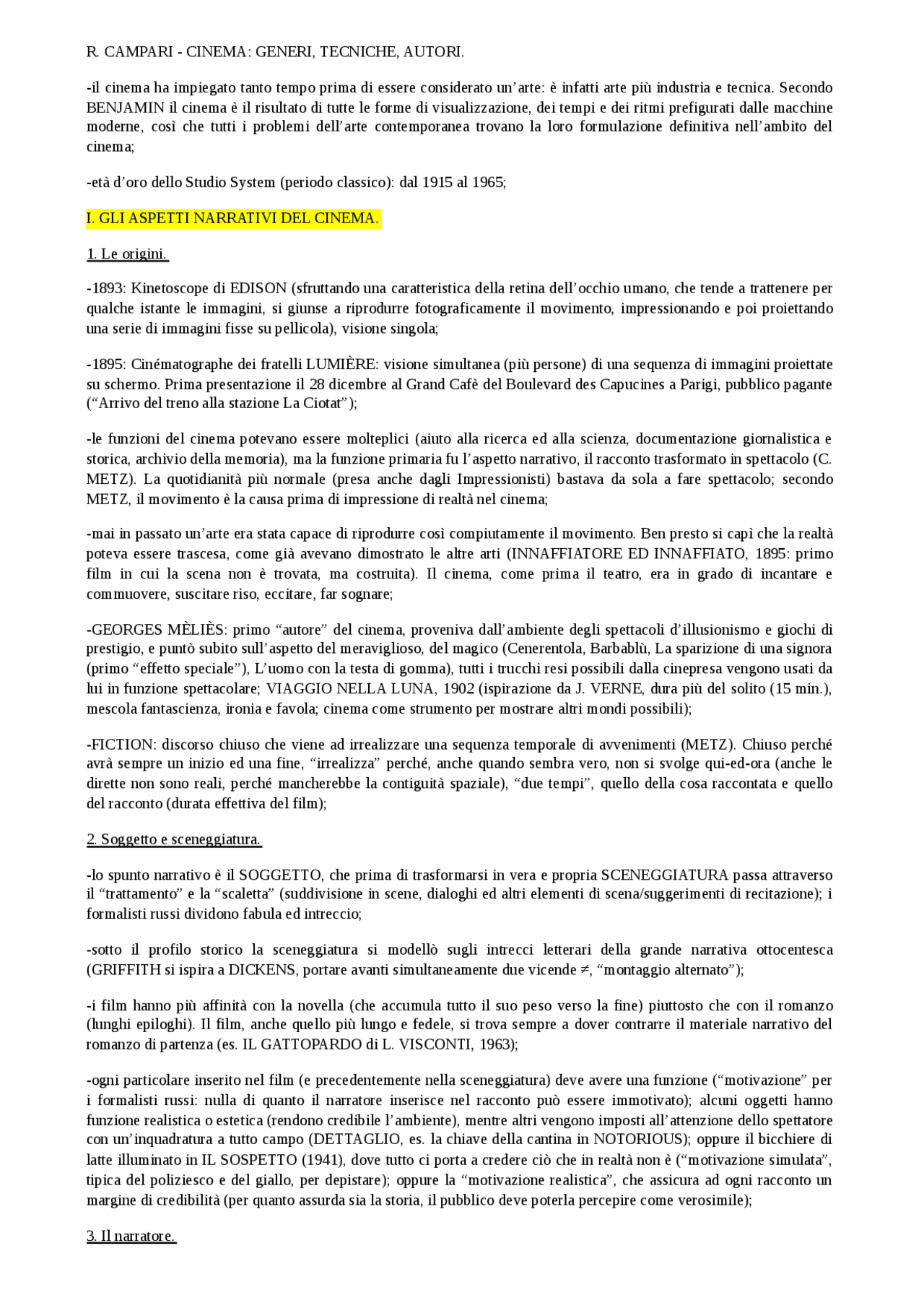 Cinema campari. - Docsity