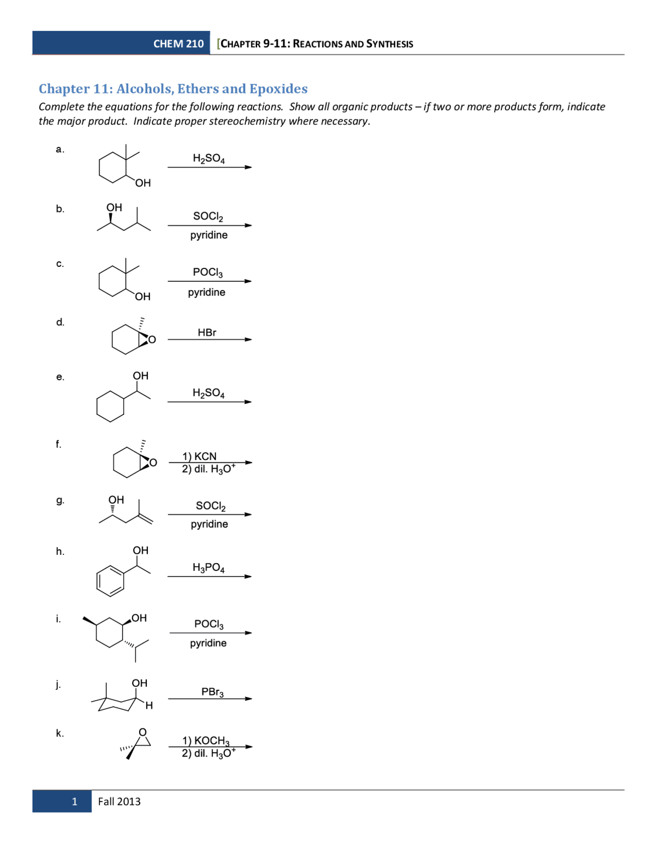 Chem 210 Ch 09 11 Problems And Synthesis Docsity