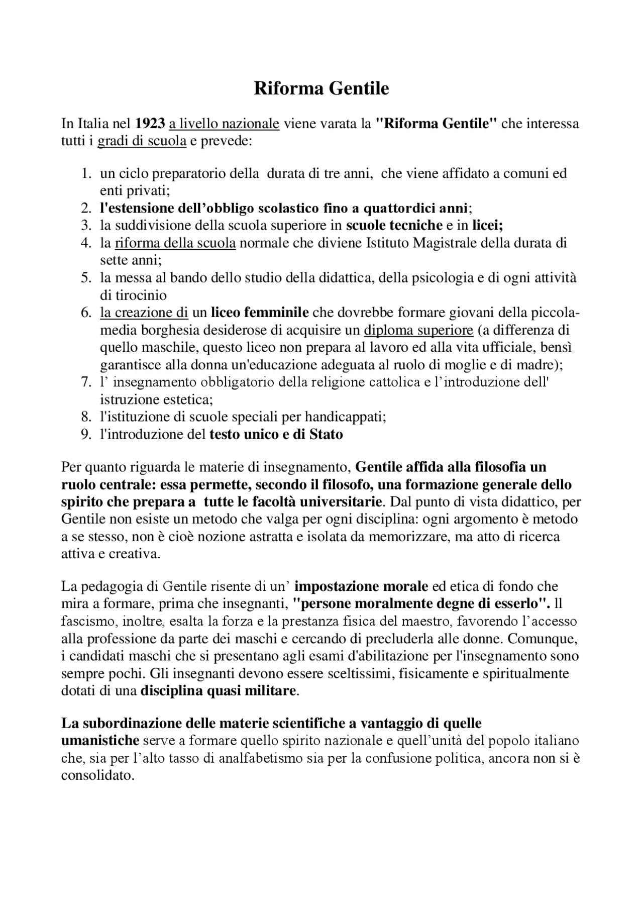Le Diverse Riforme Scolastiche Appunti Didattica Docsity