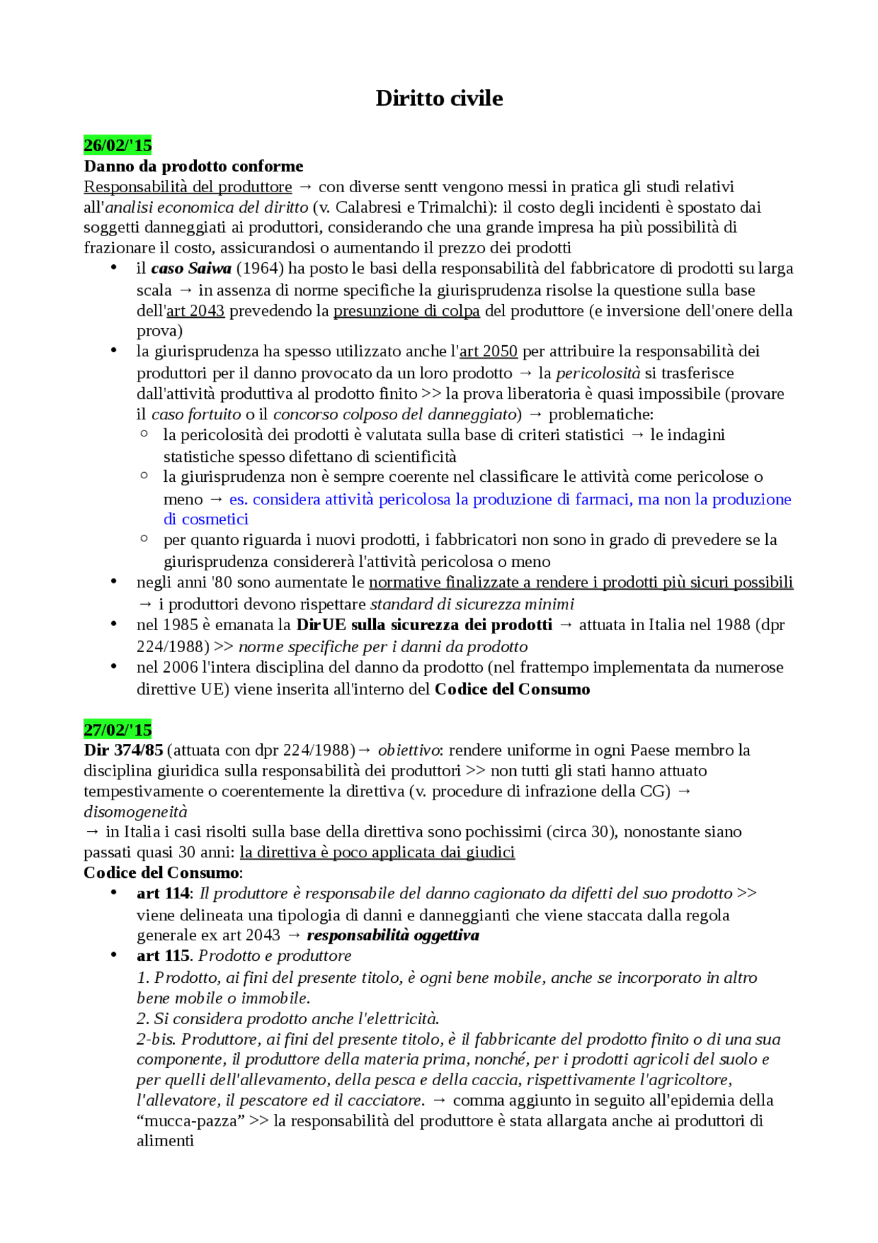 Appunti Diritto Civile 2 Semestre Docsity
