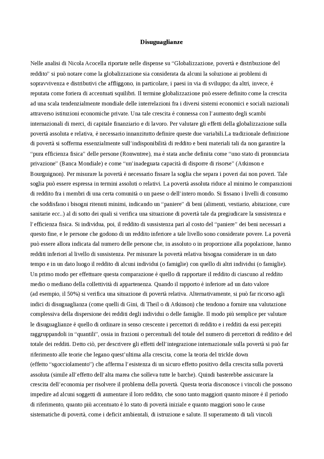 Disuguaglianze Docsity