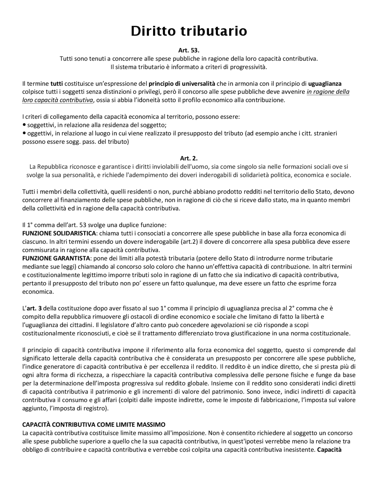 Riassuntosintesi Parte Generale Diritto Tributario Docsity