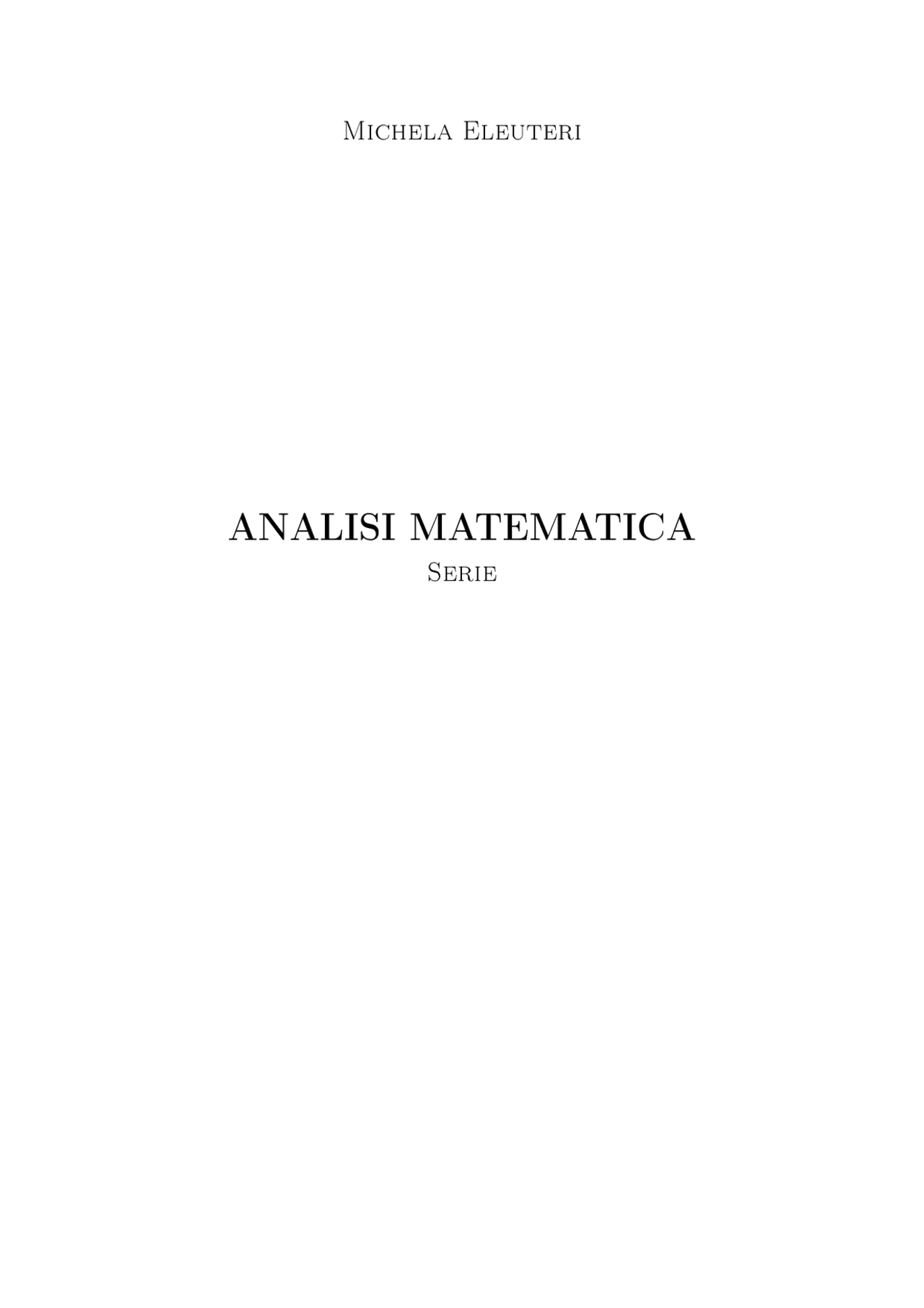 Serie Numeriche Analisi Ii Docsity