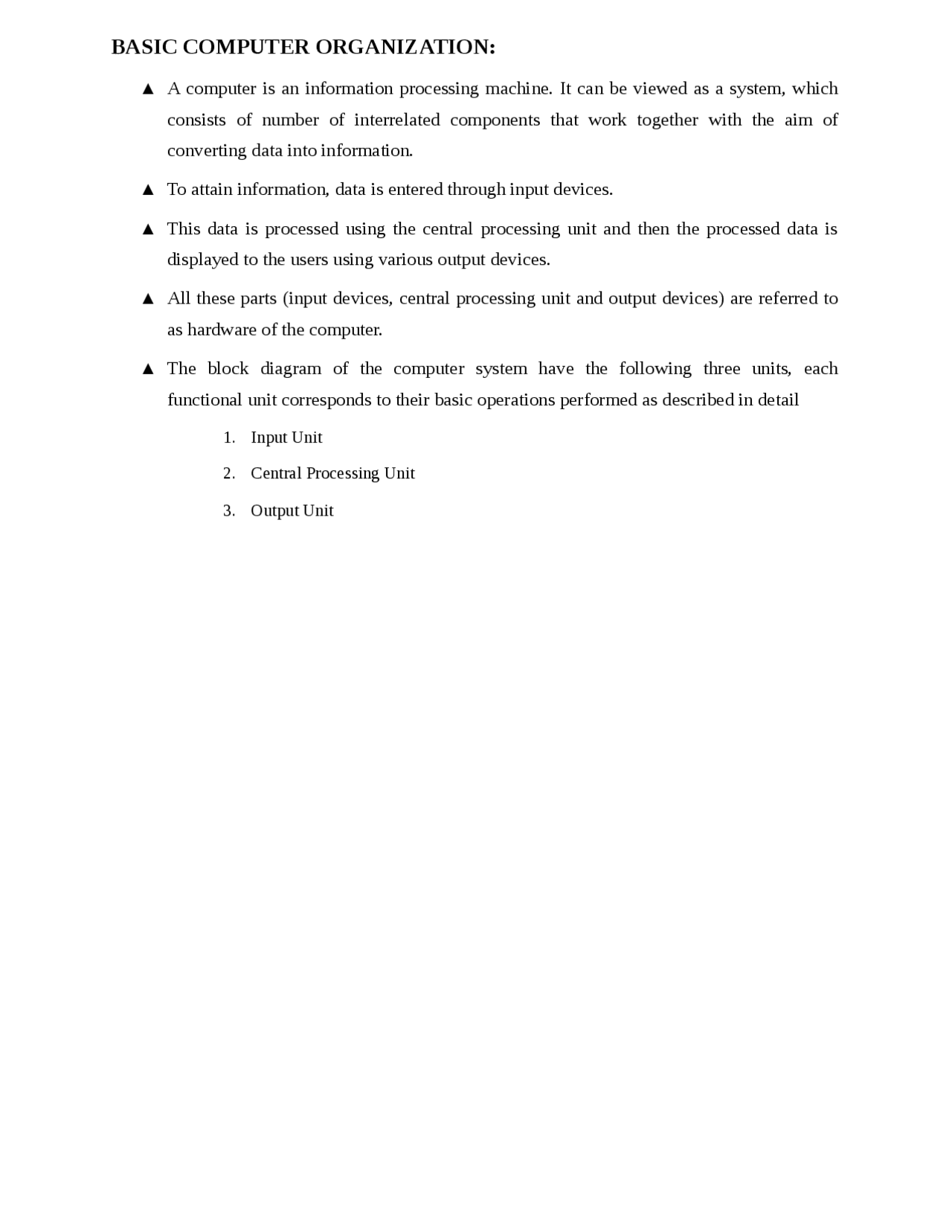 Basic Computer Organization Docsity
