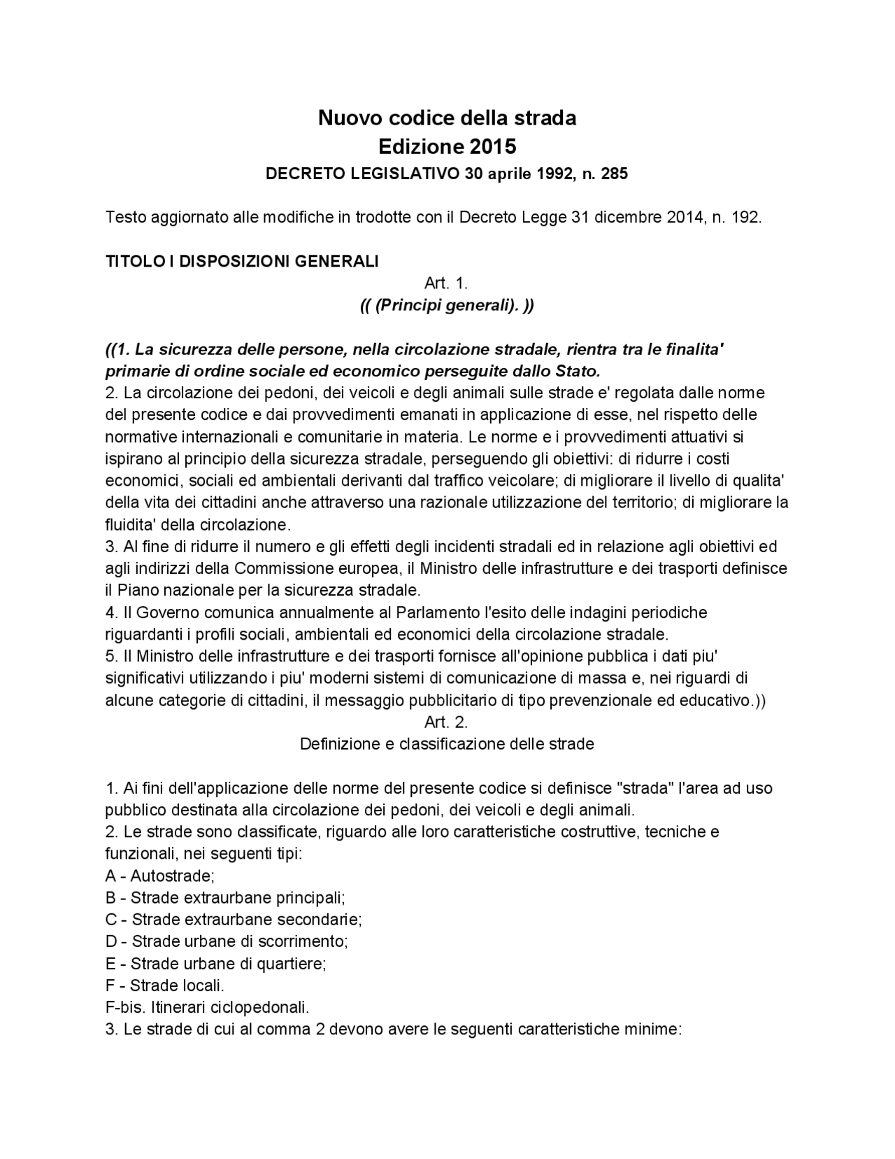 Codice Della Strada Docsity