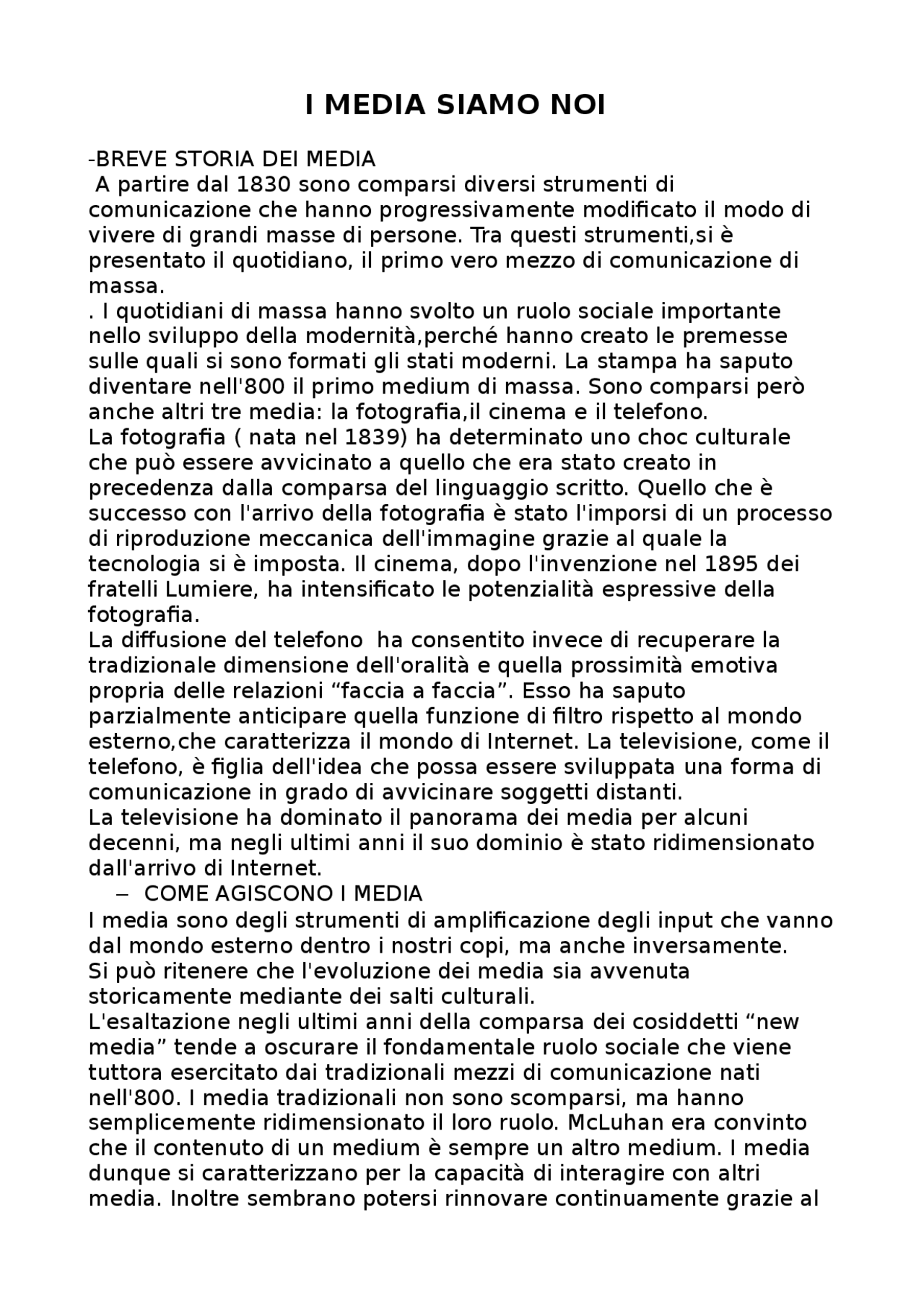 I Media Siamo Noi Docsity