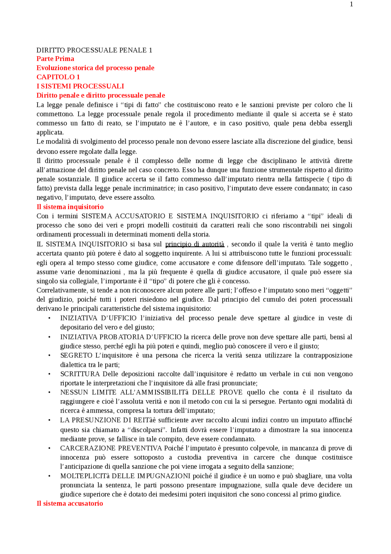 Riassunto Diritto Processuale Penale 1 Docsity