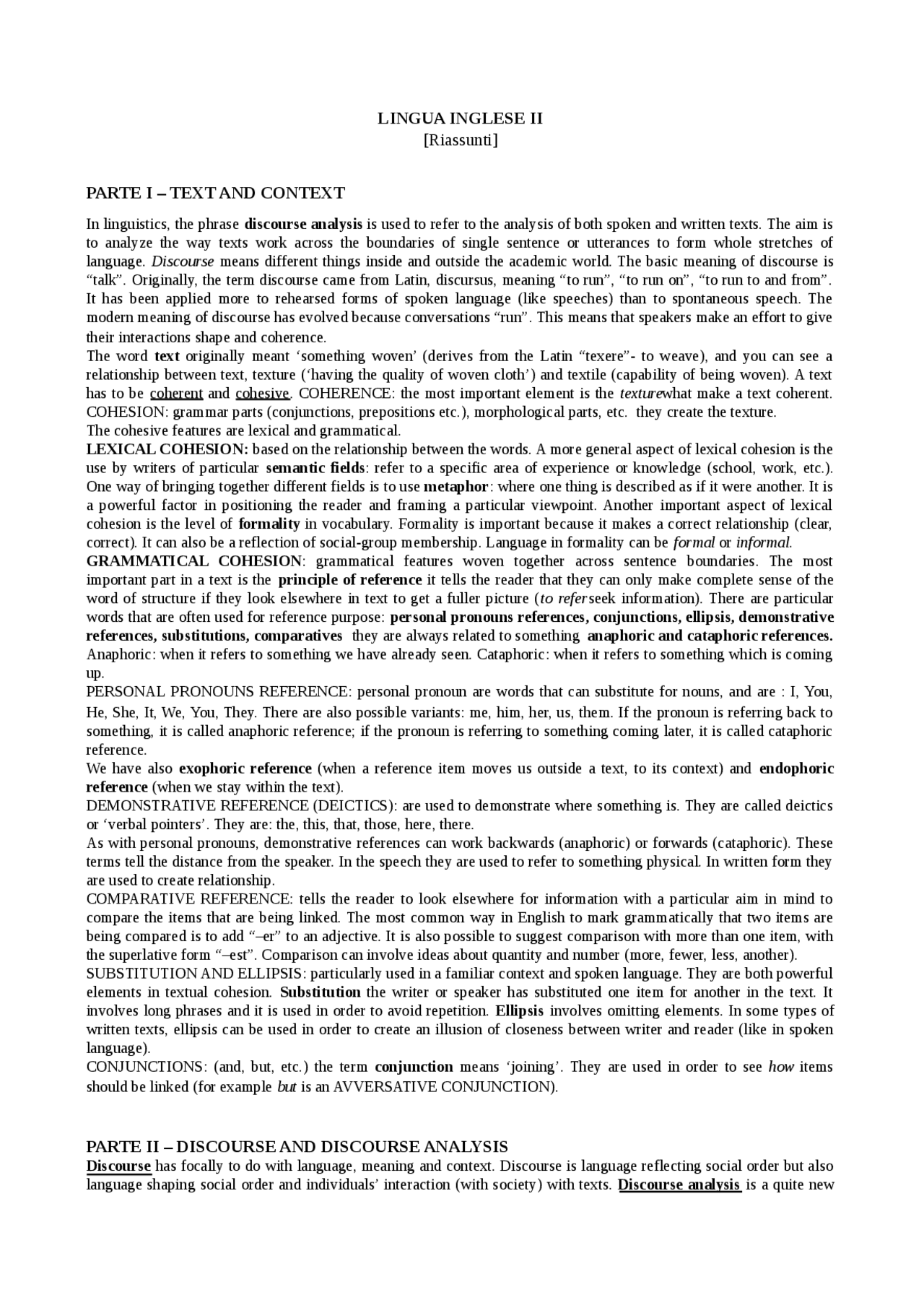 Riassunto Systemic Functional Grammar Docsity