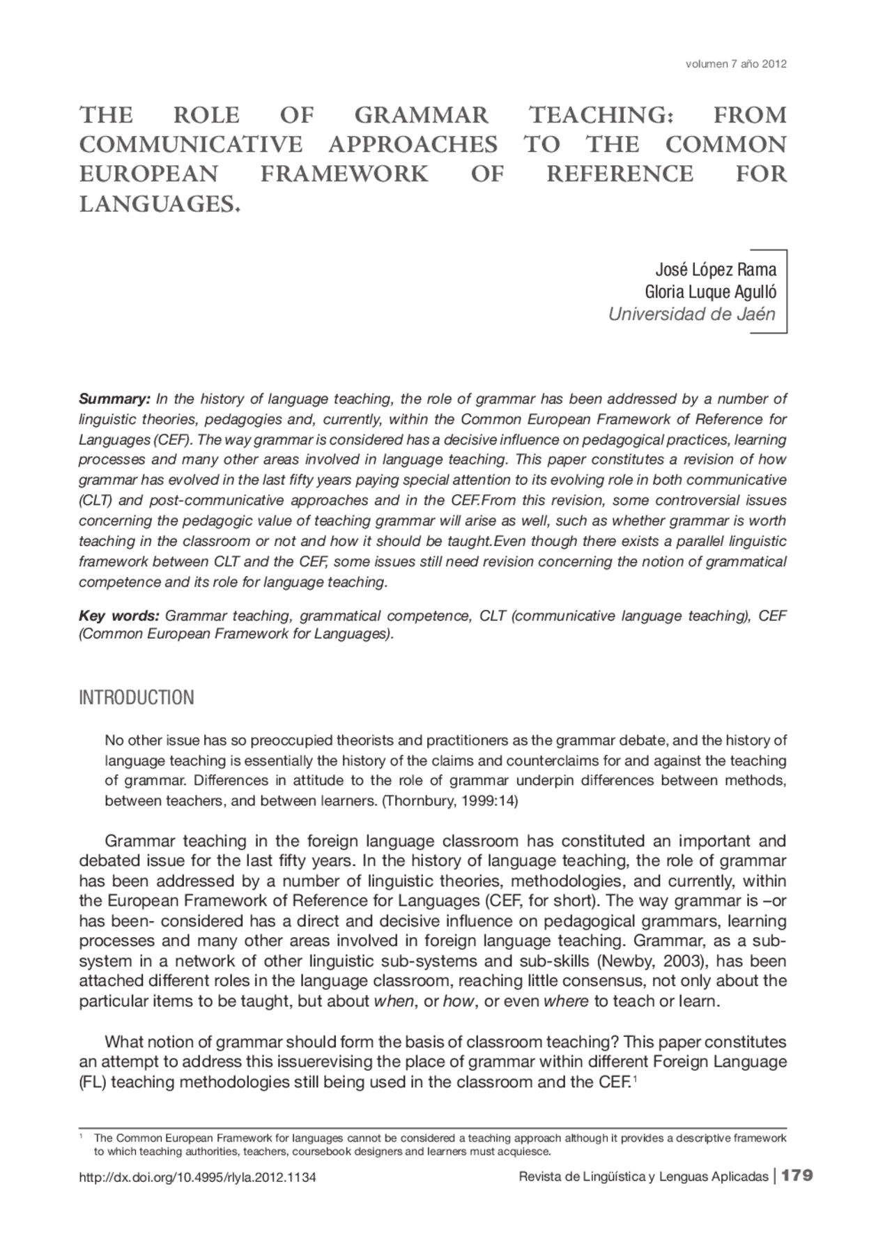 The role of grammar teaching - Docsity