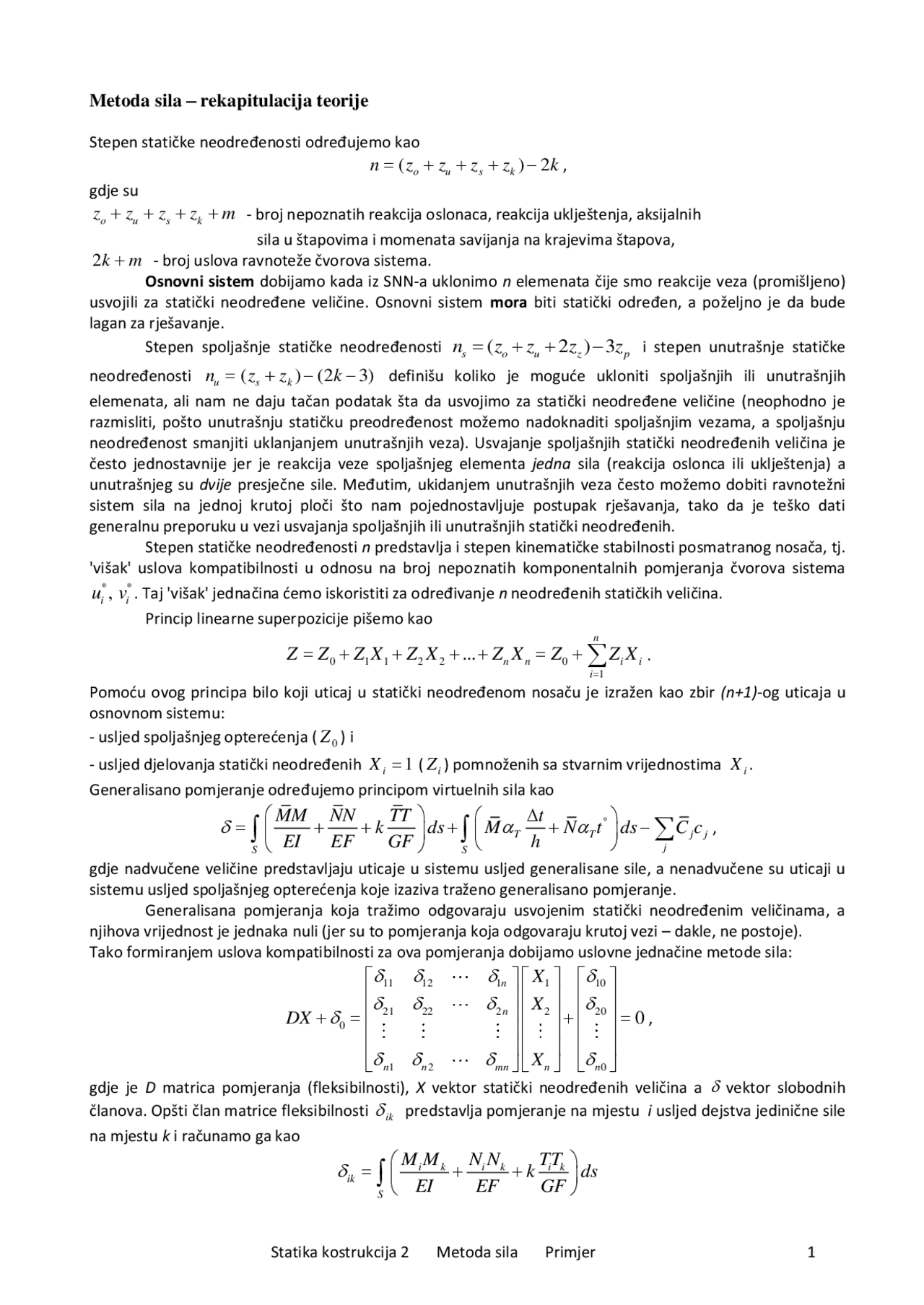 Metod sila primjer | Vežbe' predlog Kvantna mehanika - Docsity