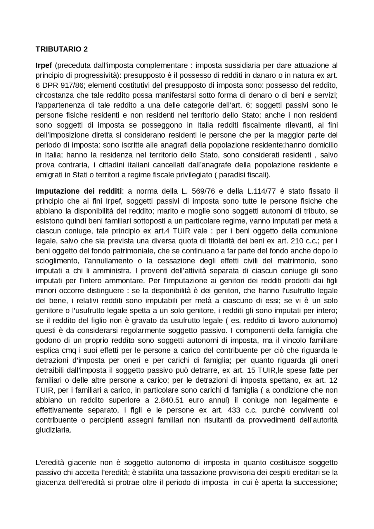 Appunti Schematici Sull Irpef E Sullires Docsity