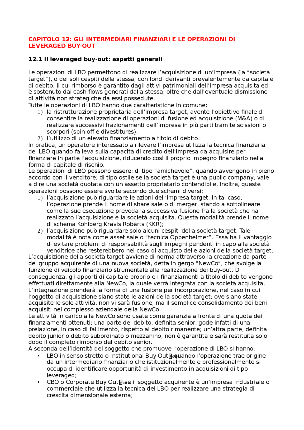 Riassunto Corporate And Investment Banking Forestieri Cap 12 Docsity