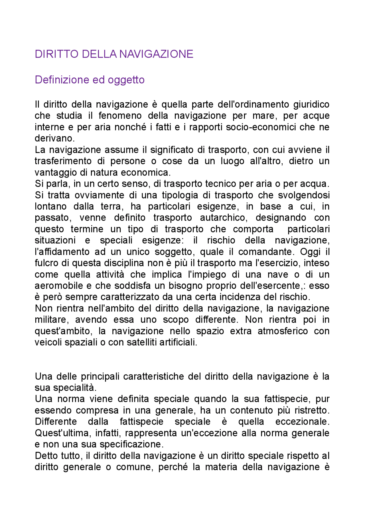 Diritto Della Navigazione Riassunti Docsity