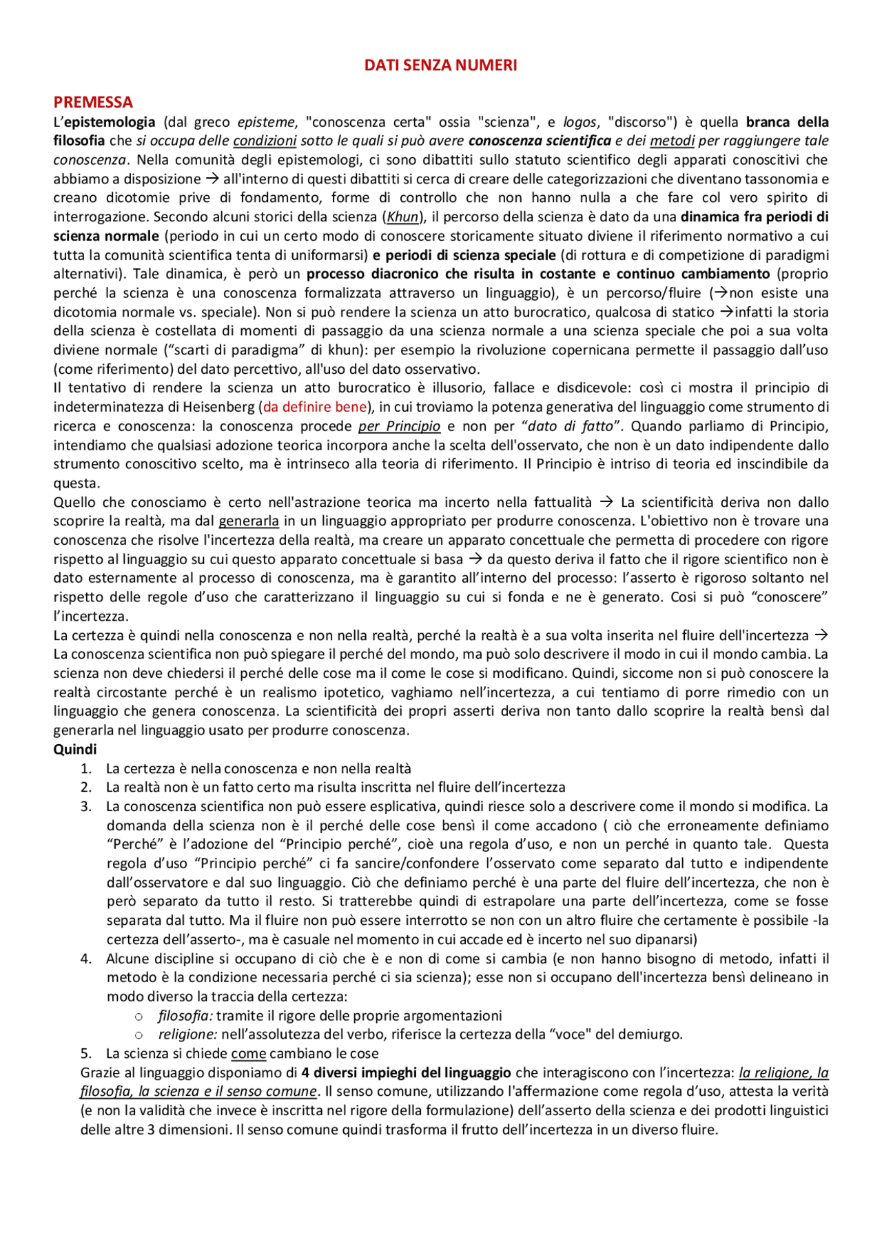 Riassunto Dati Senza Numeri Turchi Docsity
