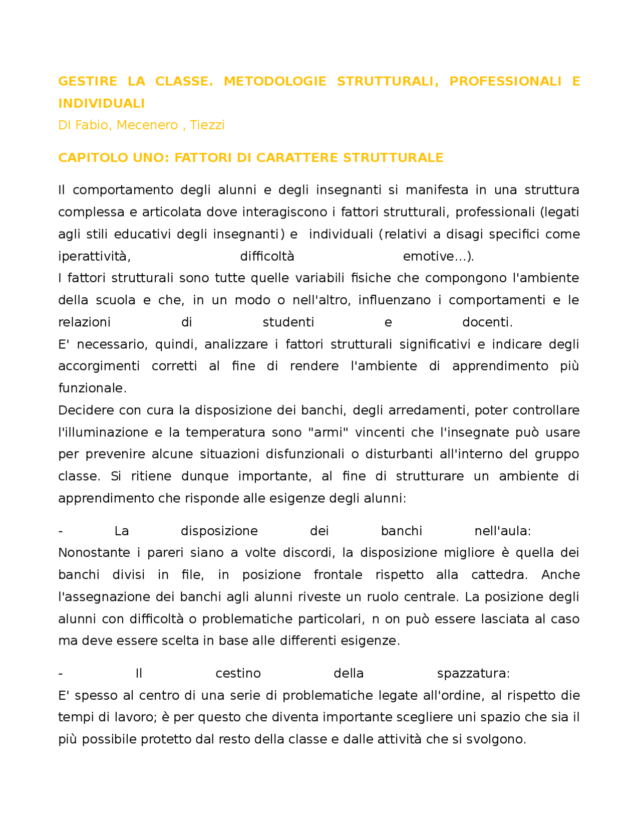 Gestire La Classe Tiezzi Docsity