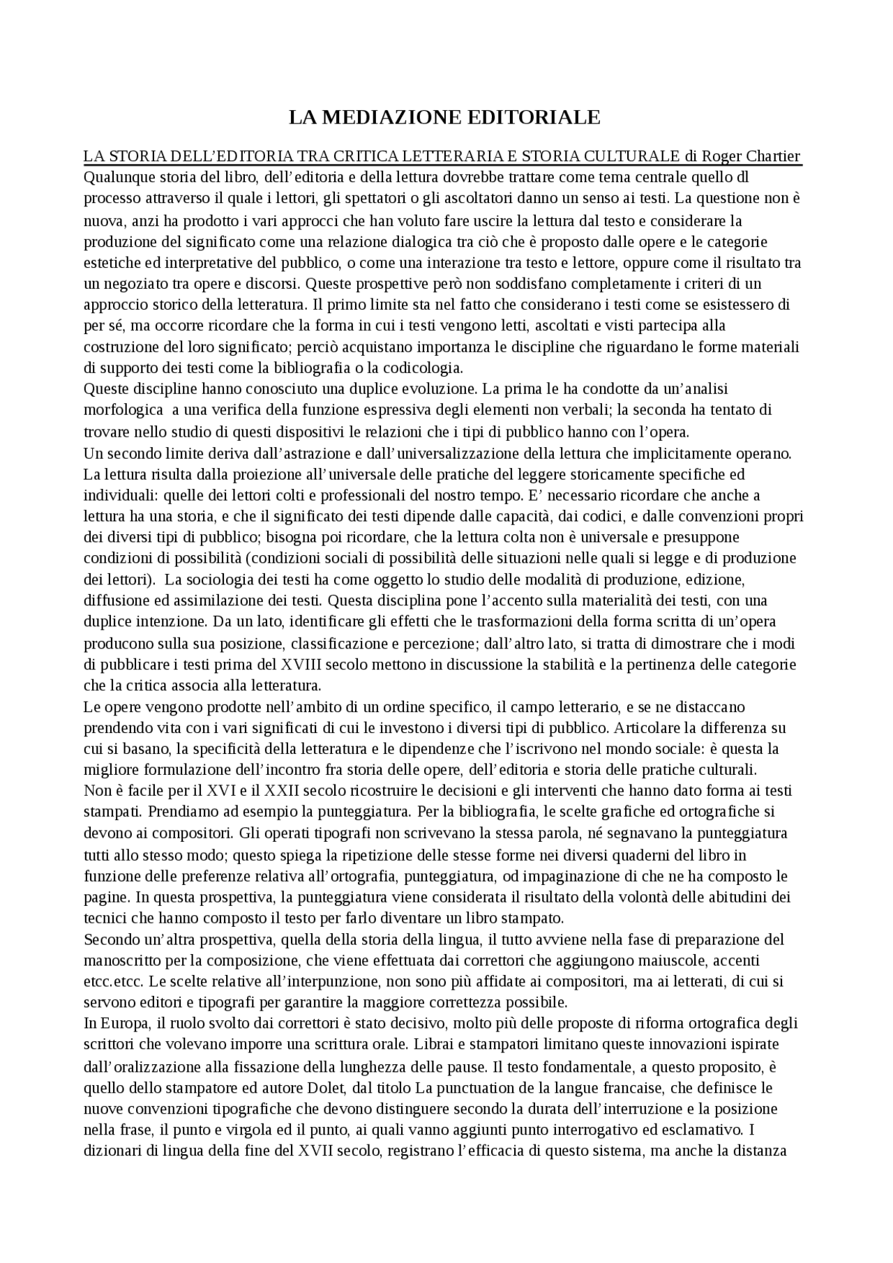 La Mediazione Editoriale A Cura Di Cadioli Declava E Spinazzola Docsity