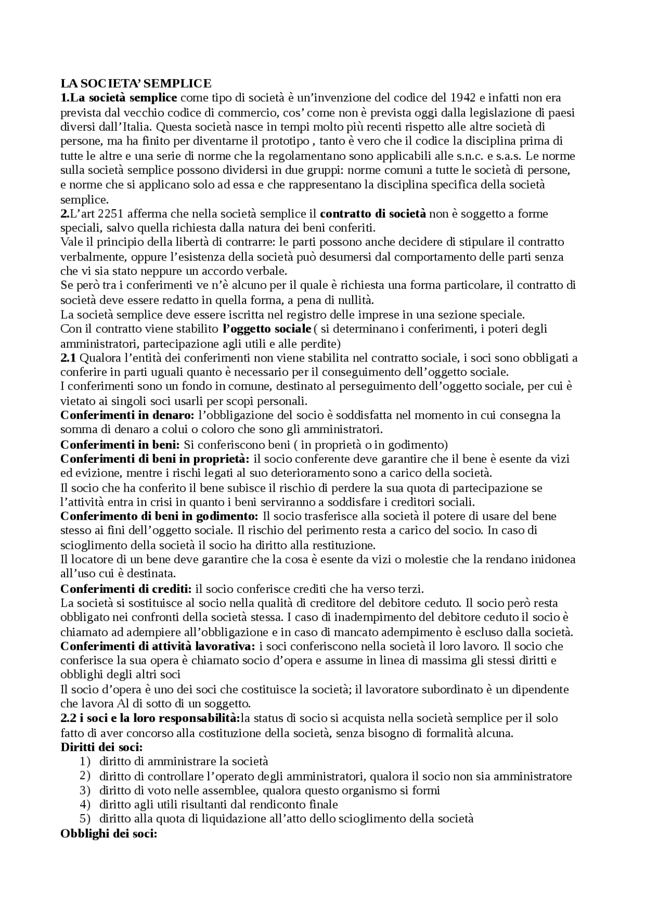 La Società Semplice Docsity