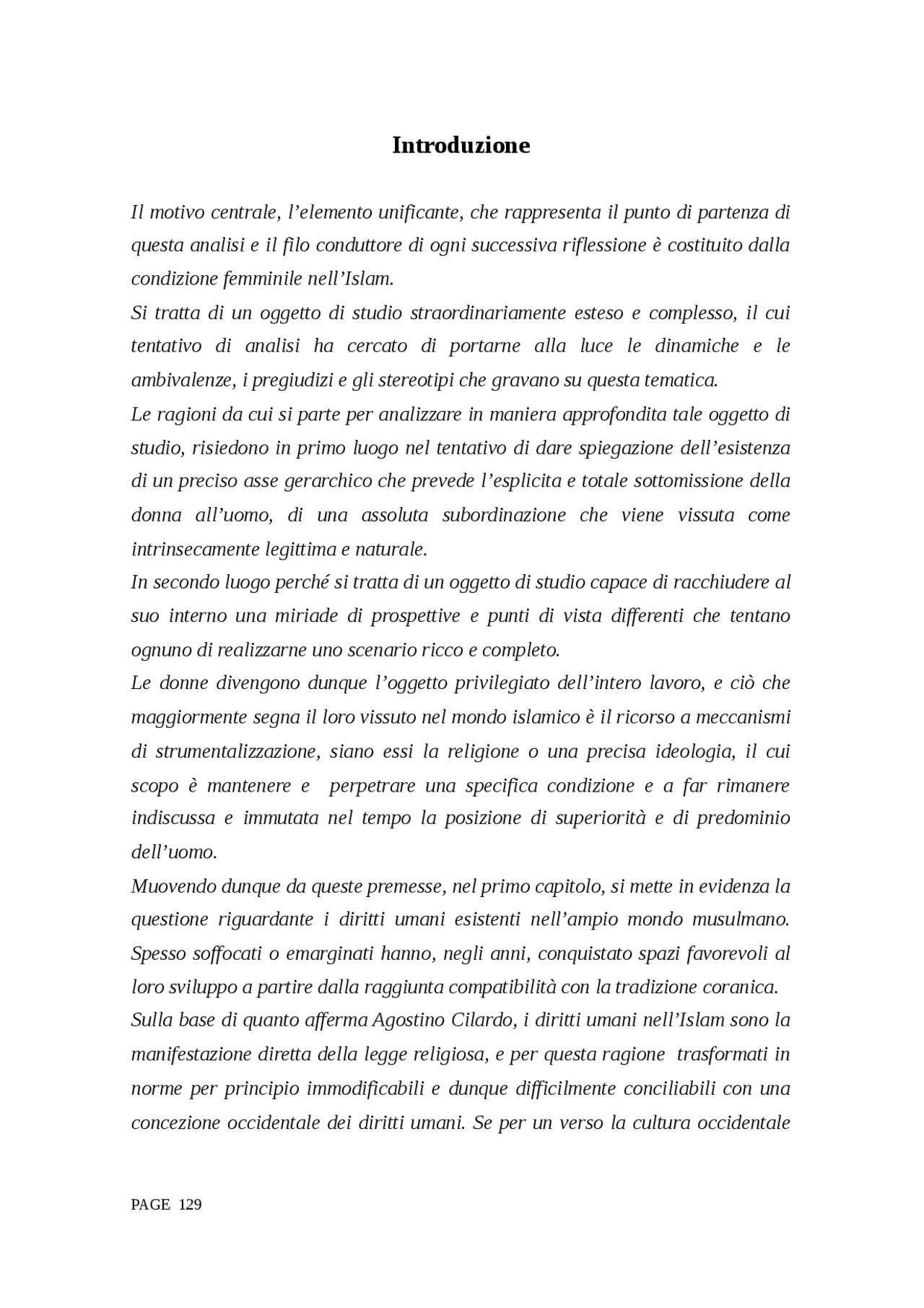 Tesi di laurea sull'Islam - Docsity