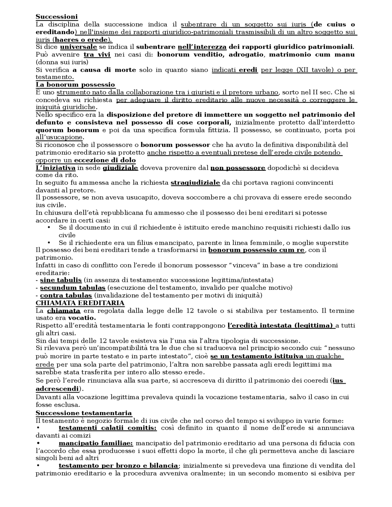 Istituzioni Di Diritto Romano Successioni Docsity
