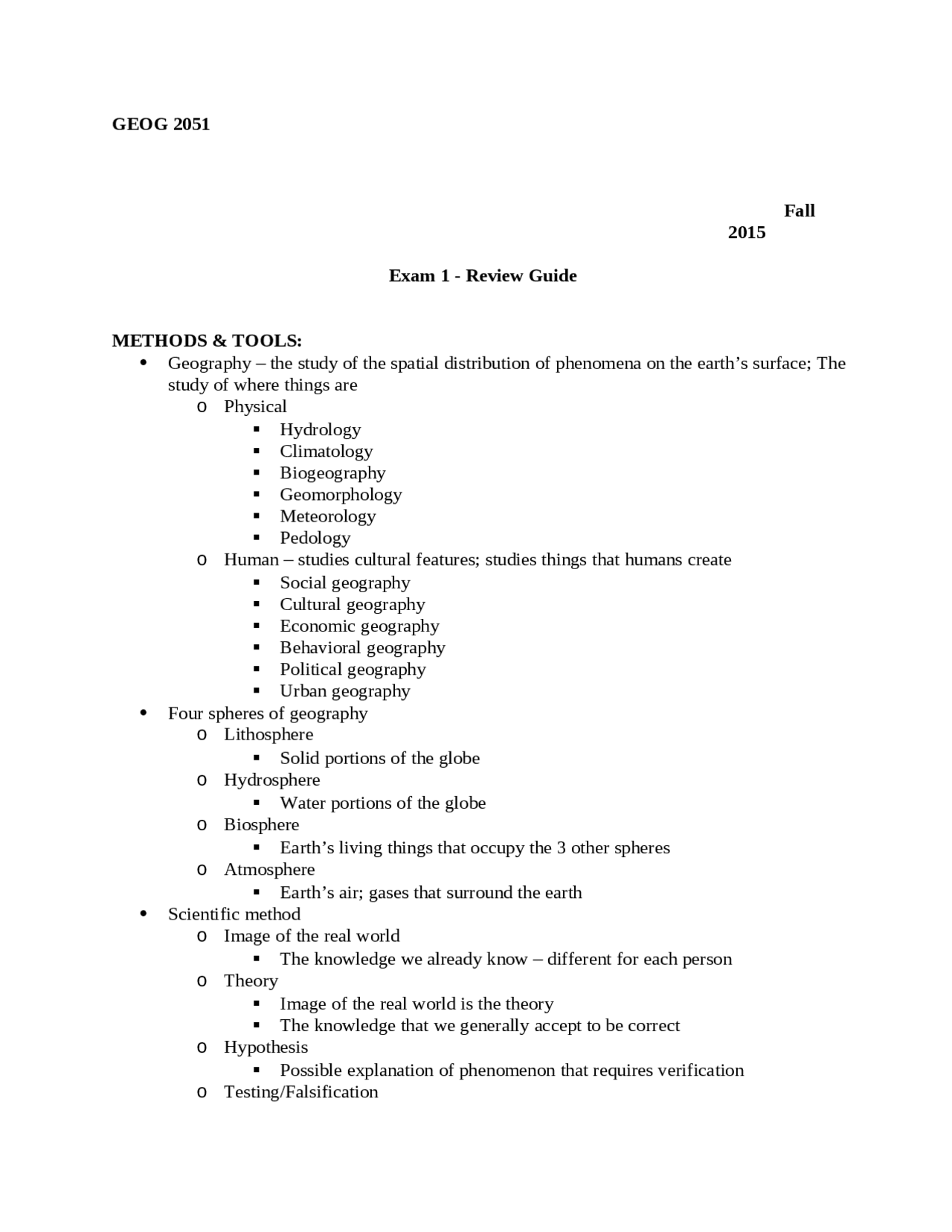 Practice Exam 1 Review Guide Physical Geology Of Low Surfaces Geog