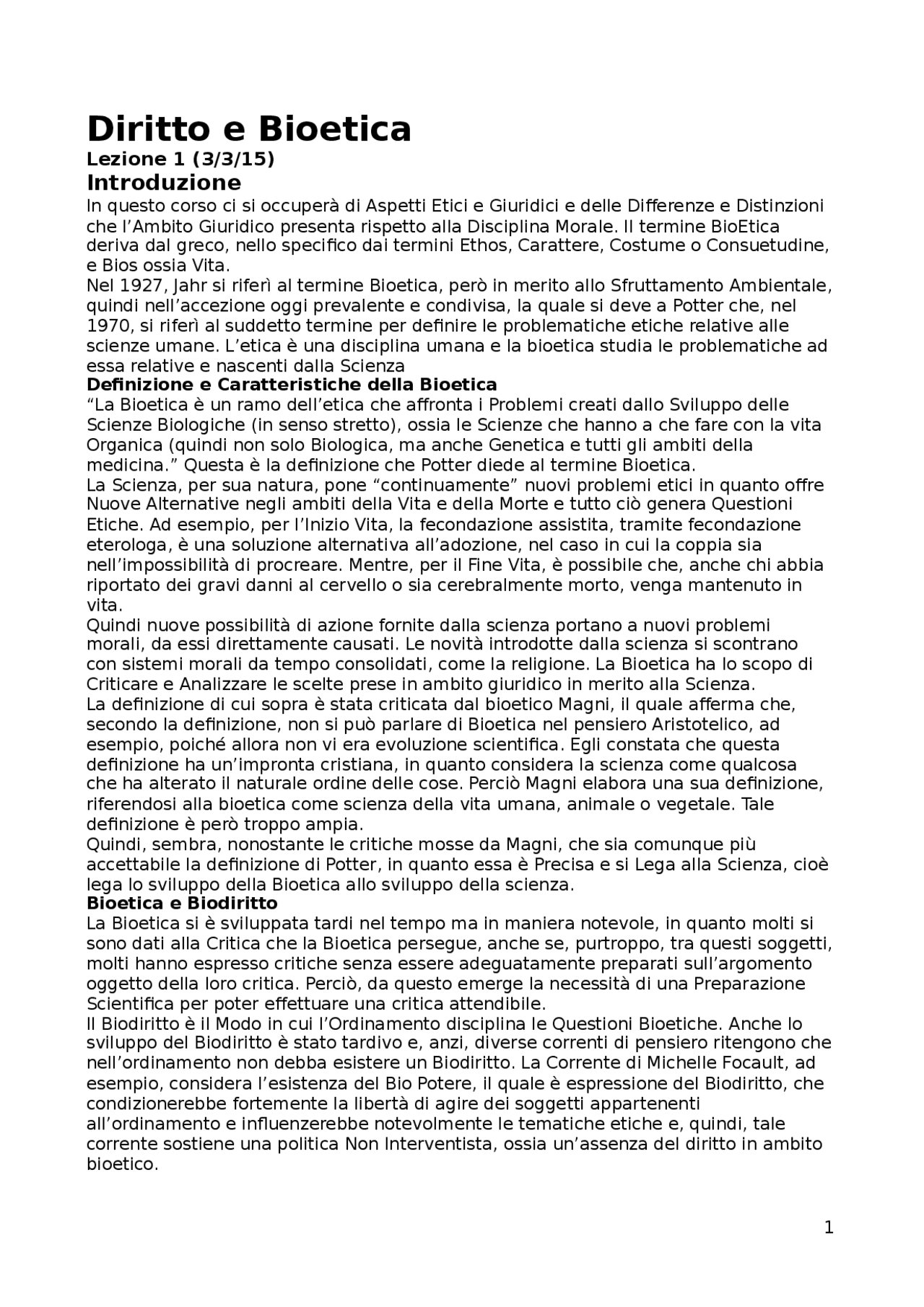 Diritto E Bioetica Docsity