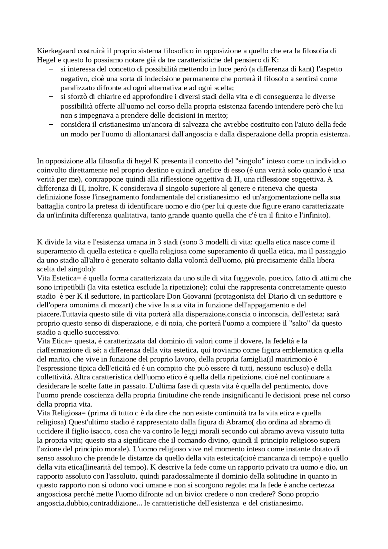 Kierkegaard Docsity