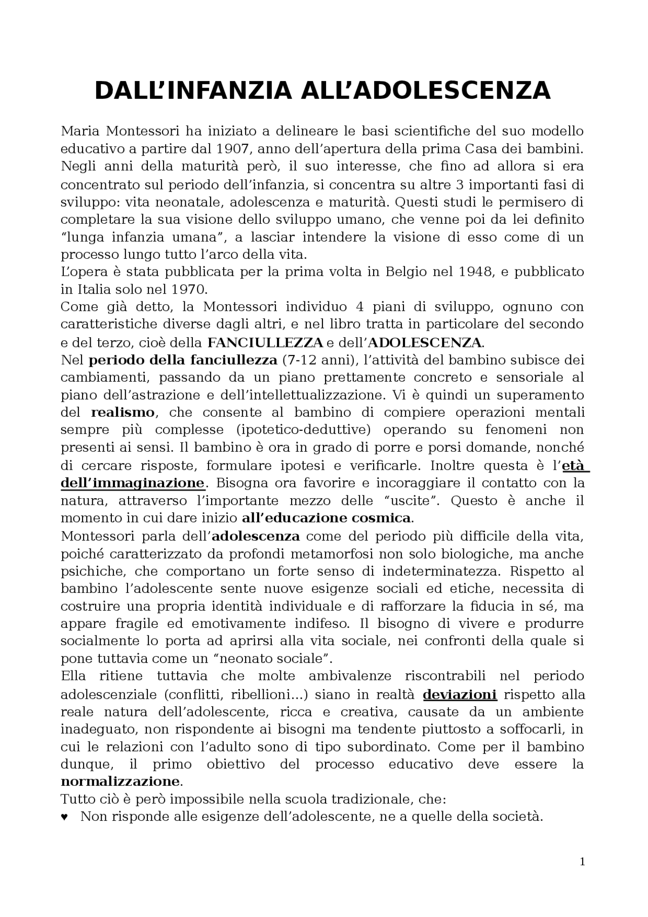Dallinfanzia Alladolescenza Docsity