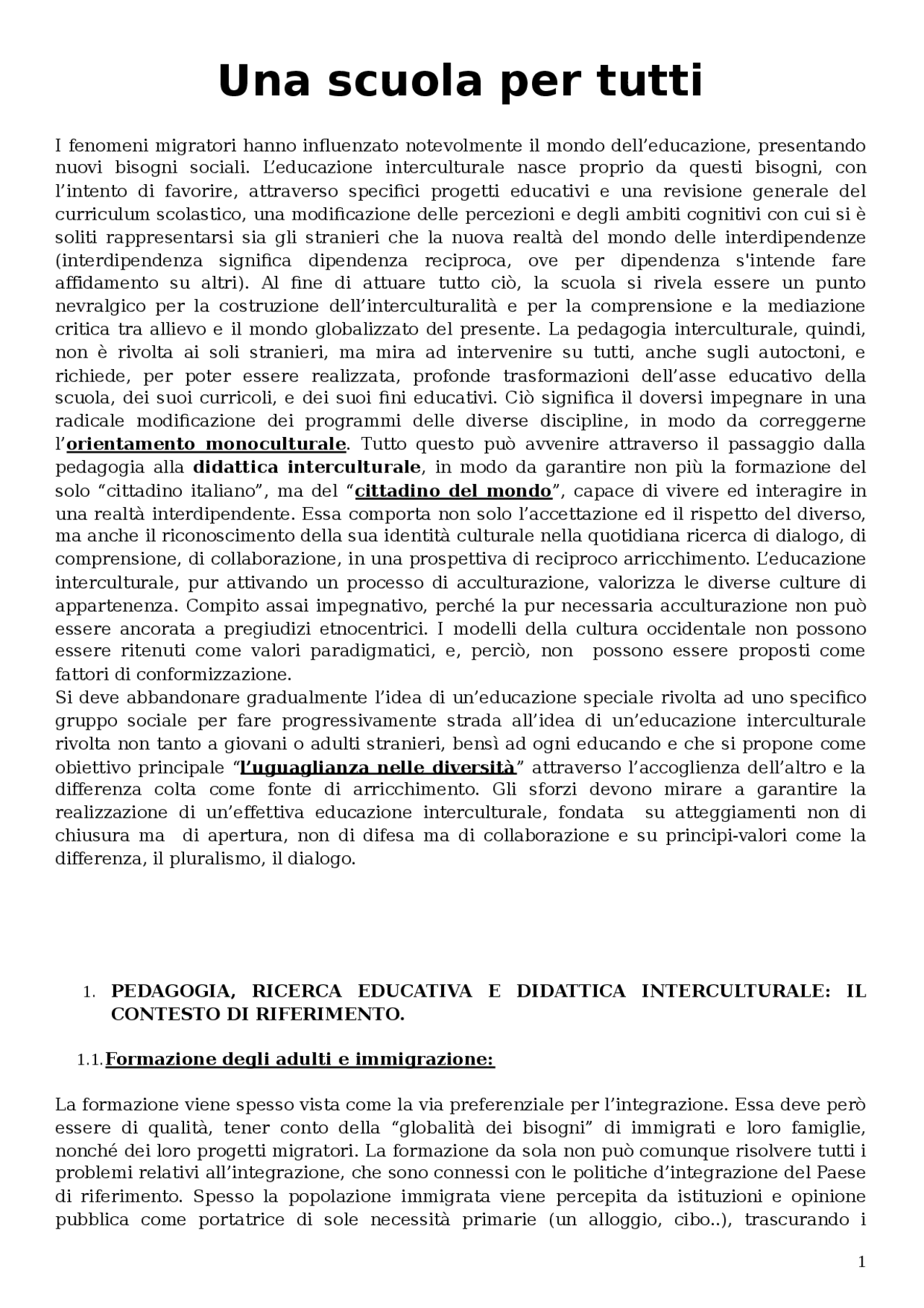 Una Scuola Per Tutti Docsity