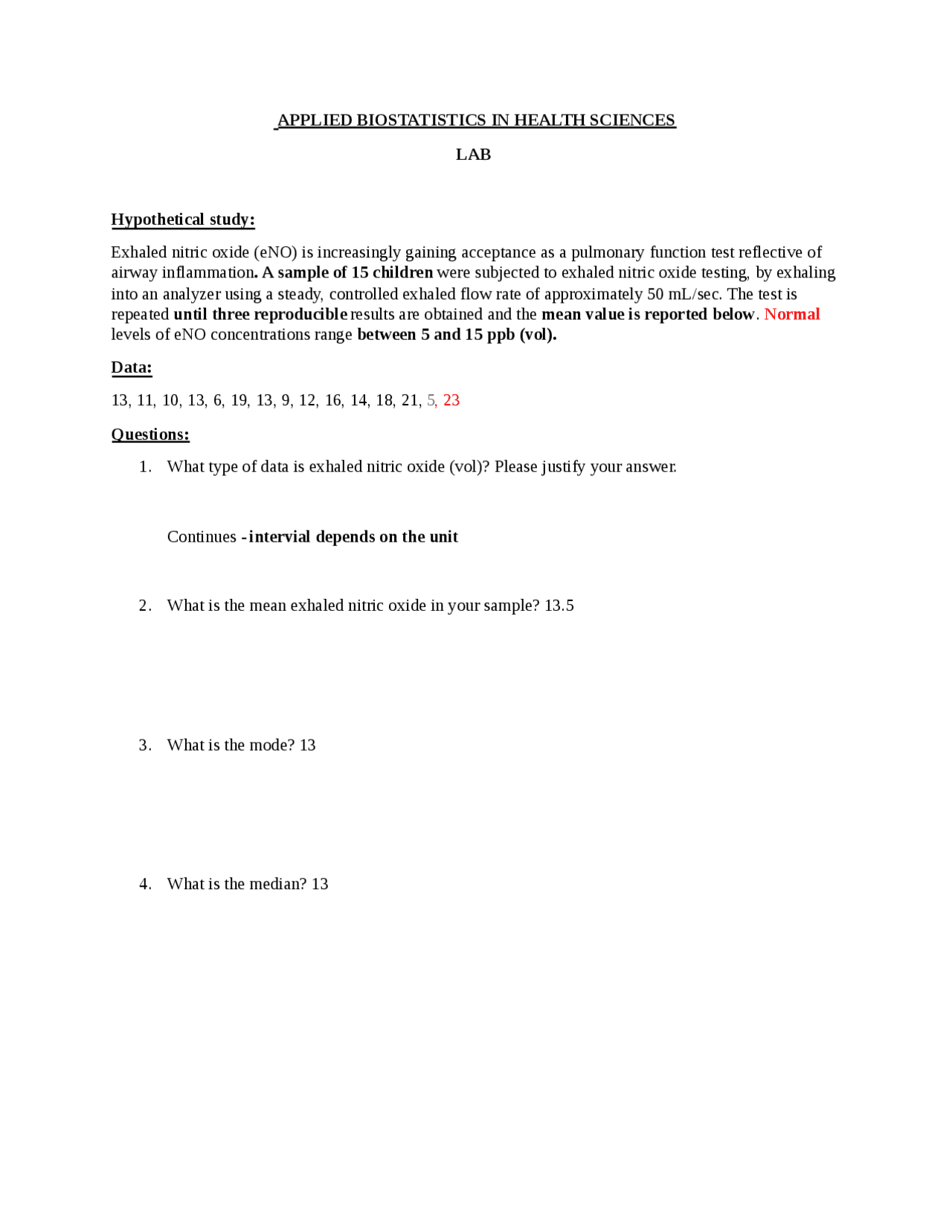 Stat 1 Lab Docsity