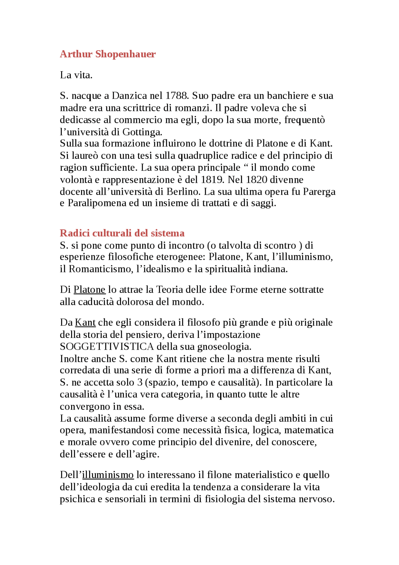 Arthur schopenhauer - Docsity