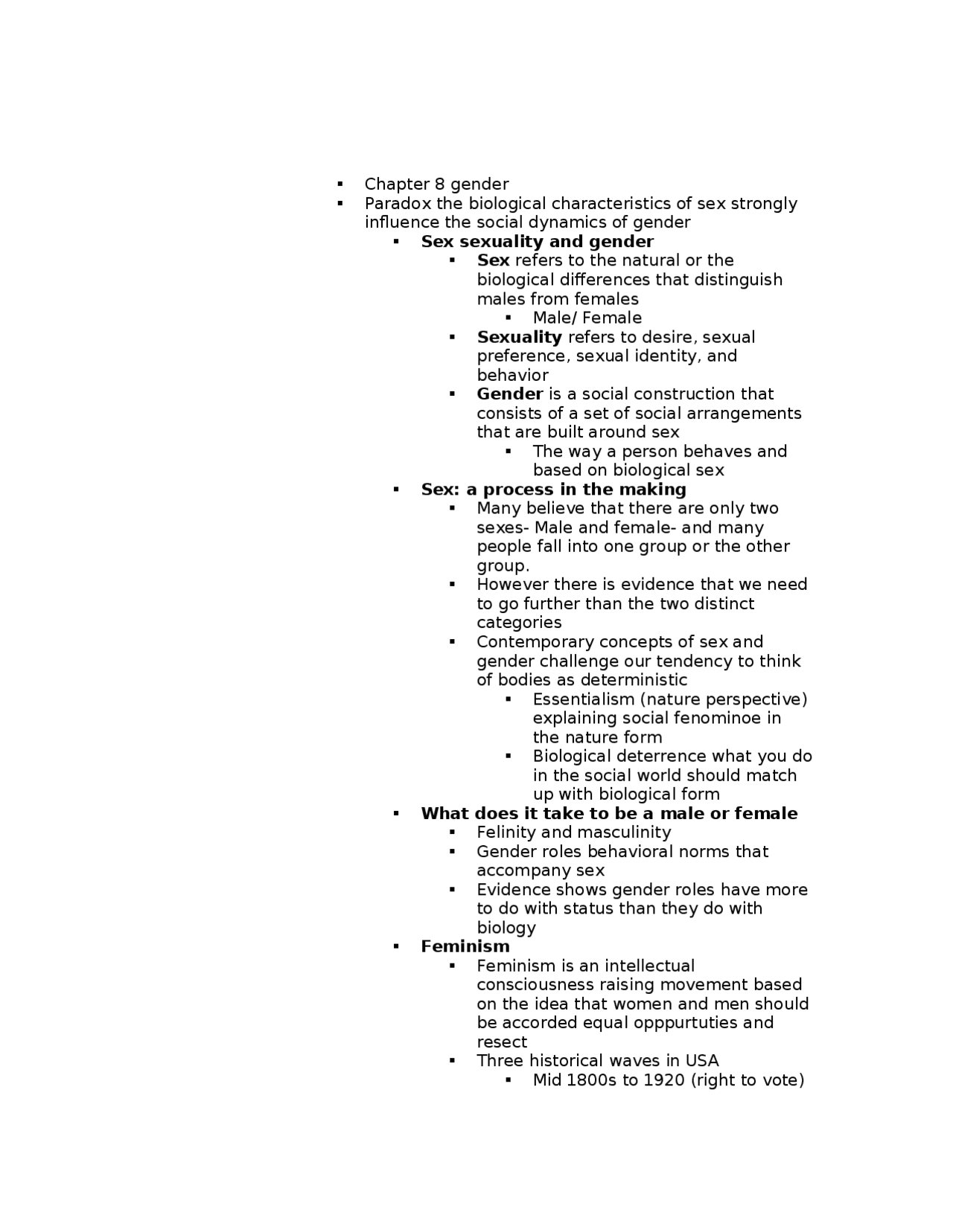 Chapter 8gender Introductory Psychology Handout Socl 2001 Docsity