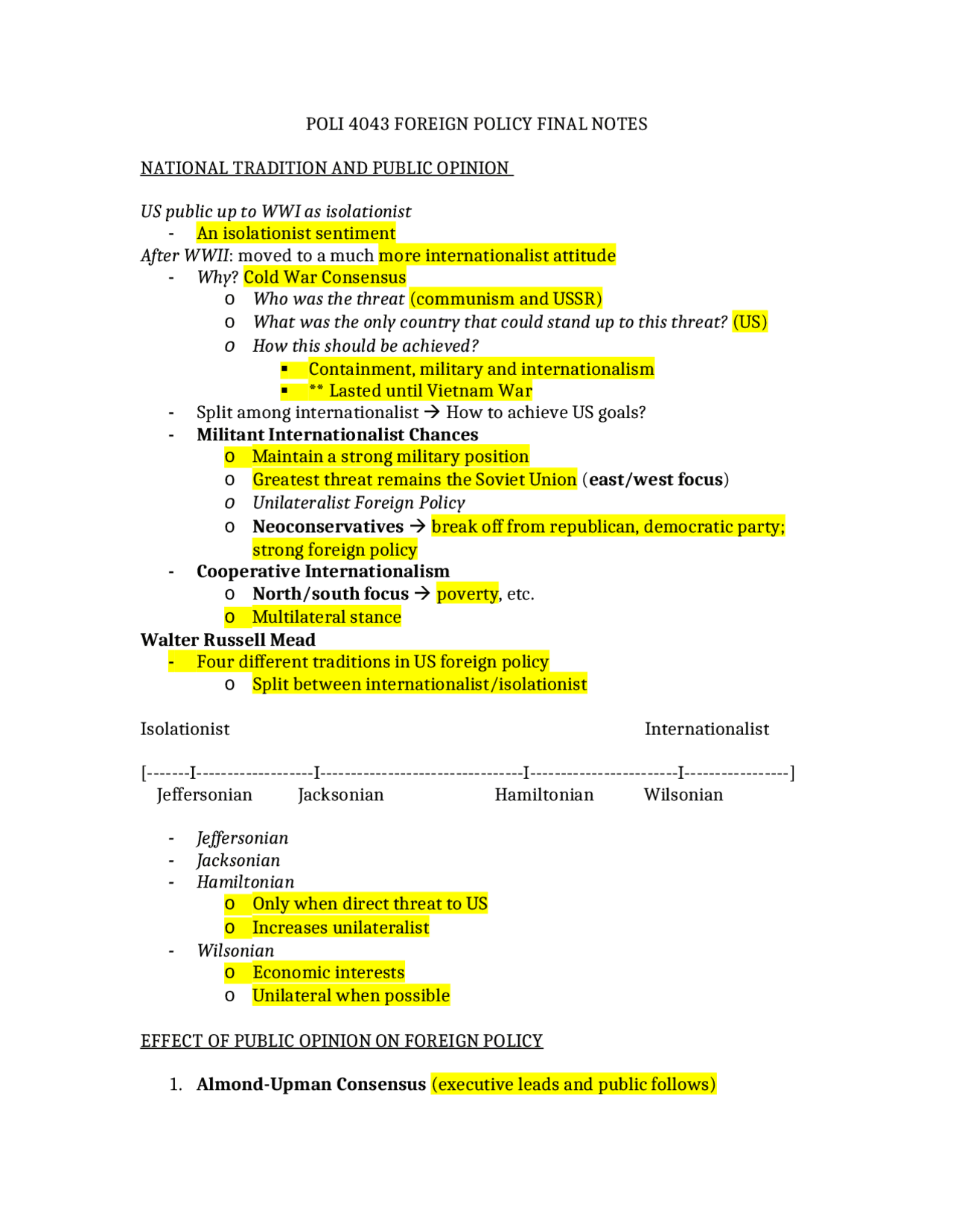 Foreign Policy Final Notes - International Terror | POLI 4040 | Study ...