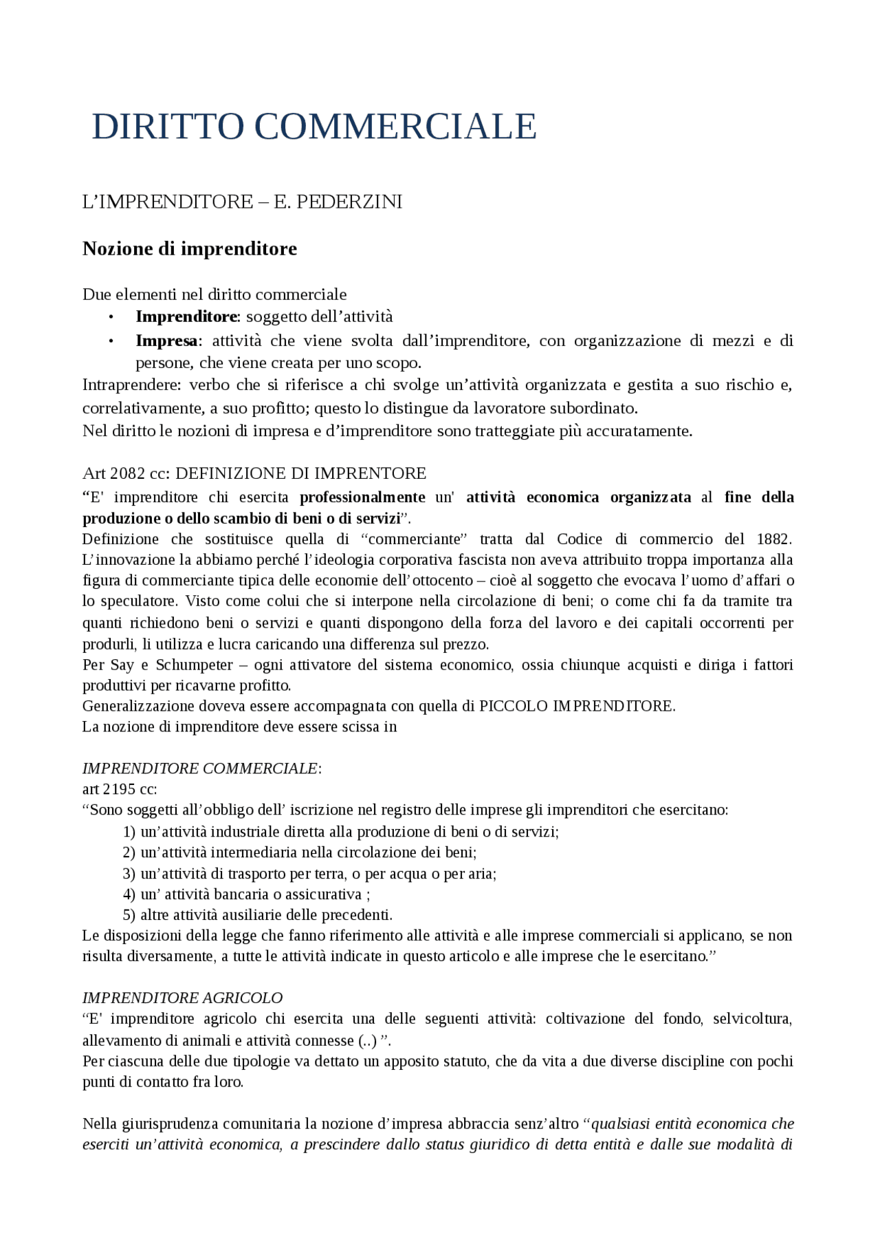 Limprenditore Docsity