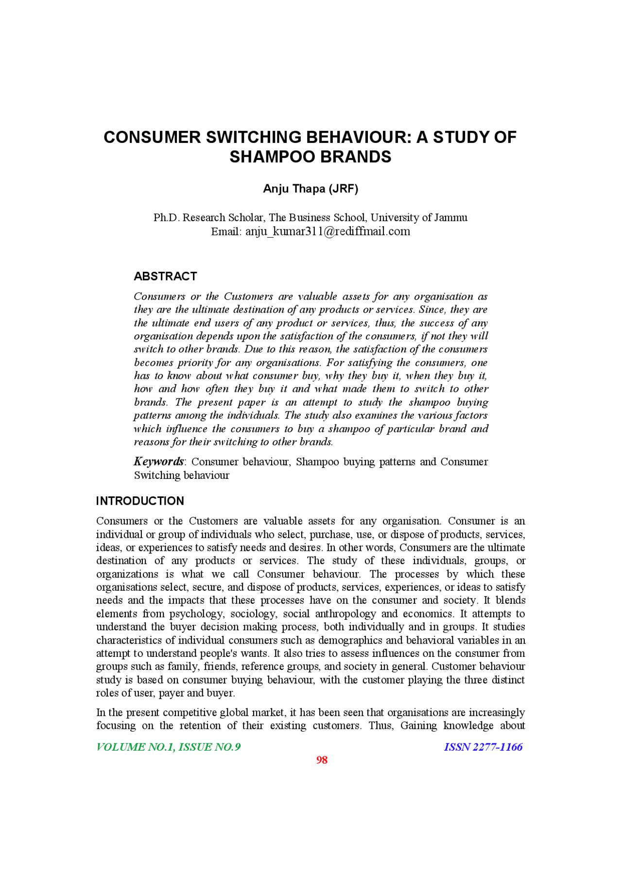 Consumer behaviour towards shampoo brands project | Thesis Abnormal ...