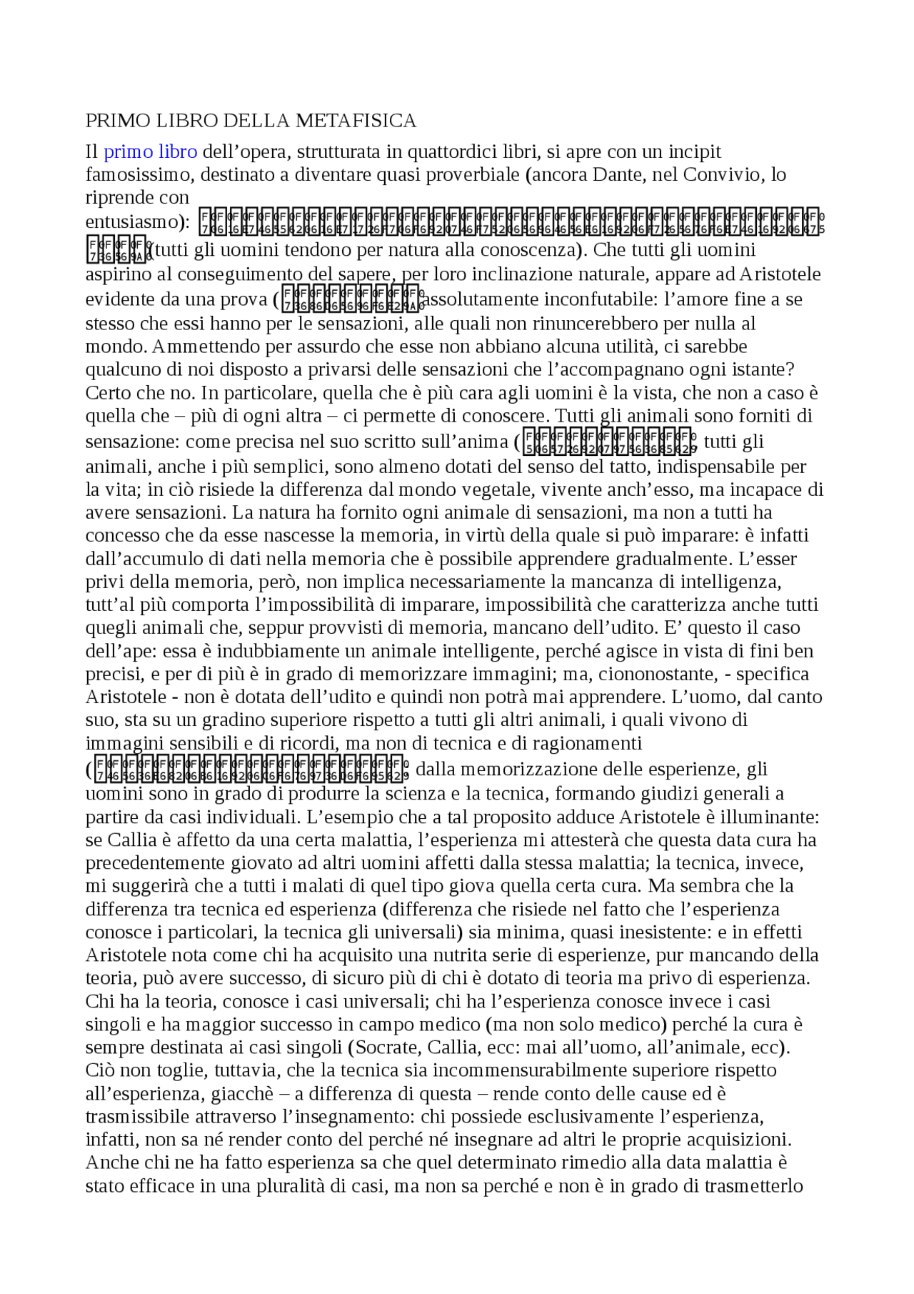 Il Primo Libro Della Metafisica Docsity