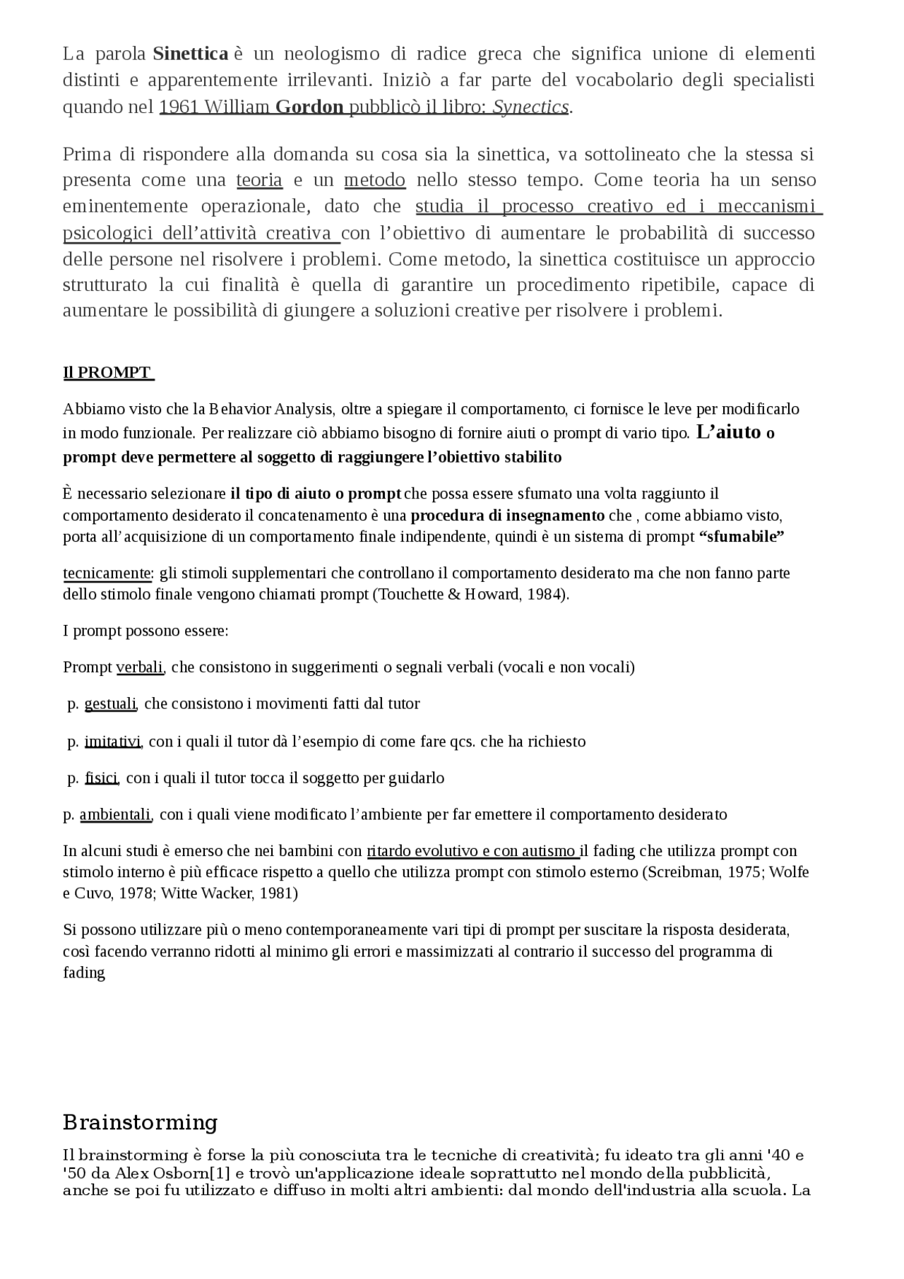 Approcci Metodologici Sostegno Appunti Di Psicologia Generale Docsity