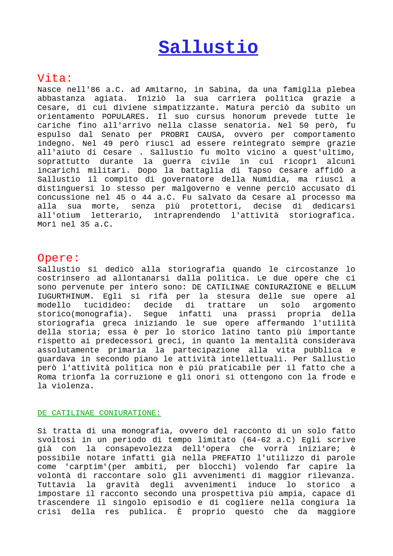 Appunti Su Sallustio Docsity